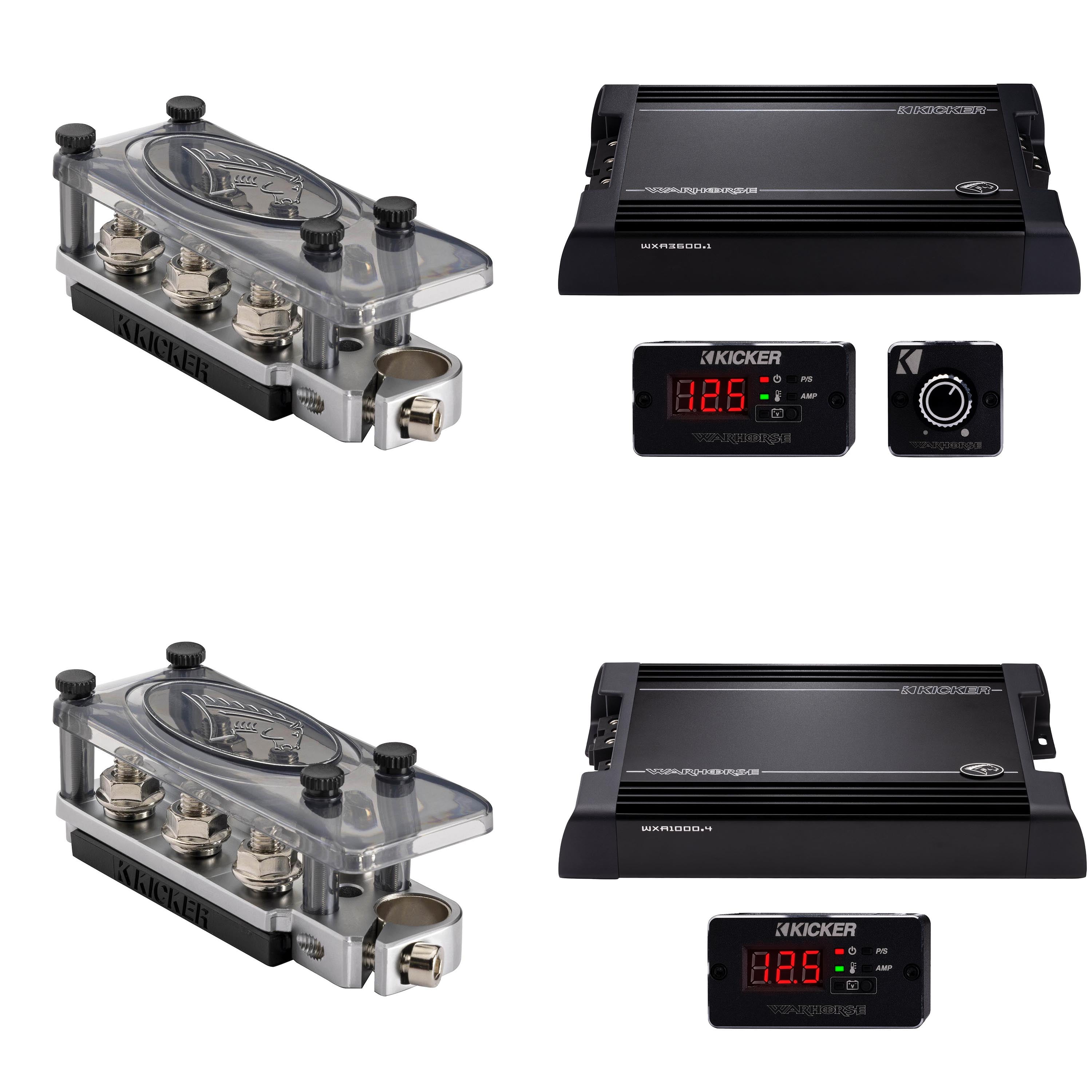 Kicker Warhorse Competition Bundle 3600 Watt Mono Amp & 1000 Watt 4 ch ...