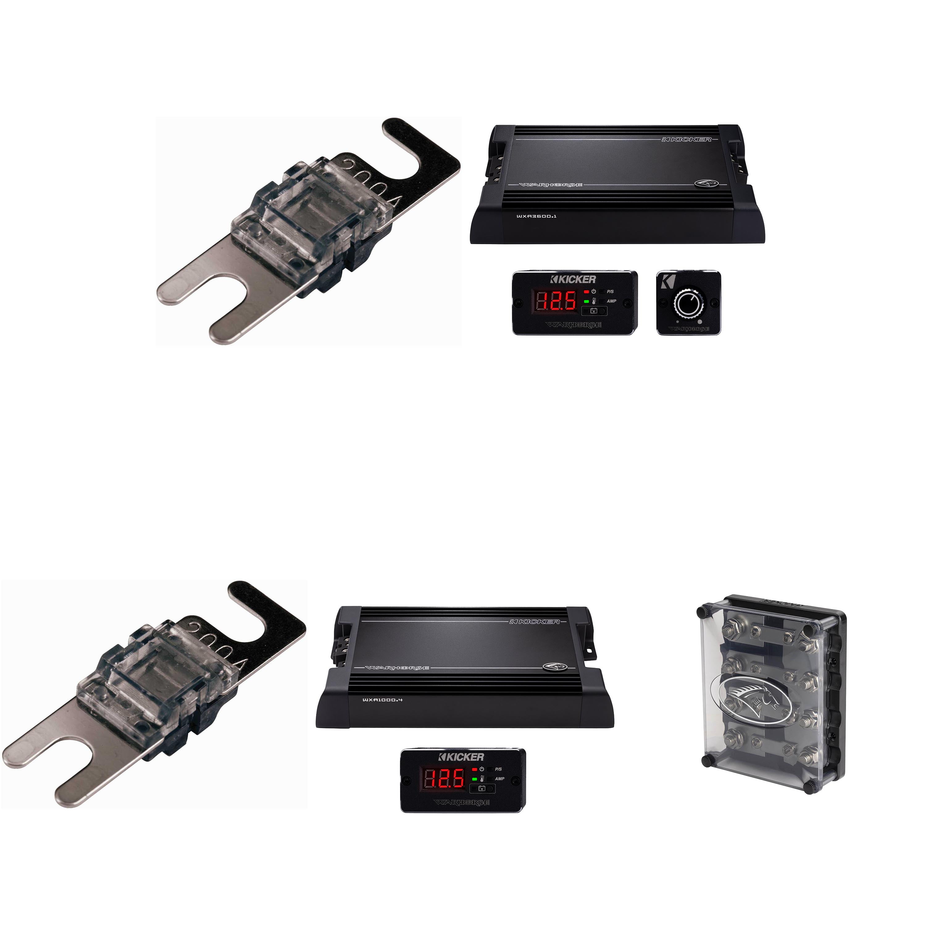 Kicker Warhorse Competition Bundle 3600 Watt Mono Amp & 1000 Watt 4 ch ...