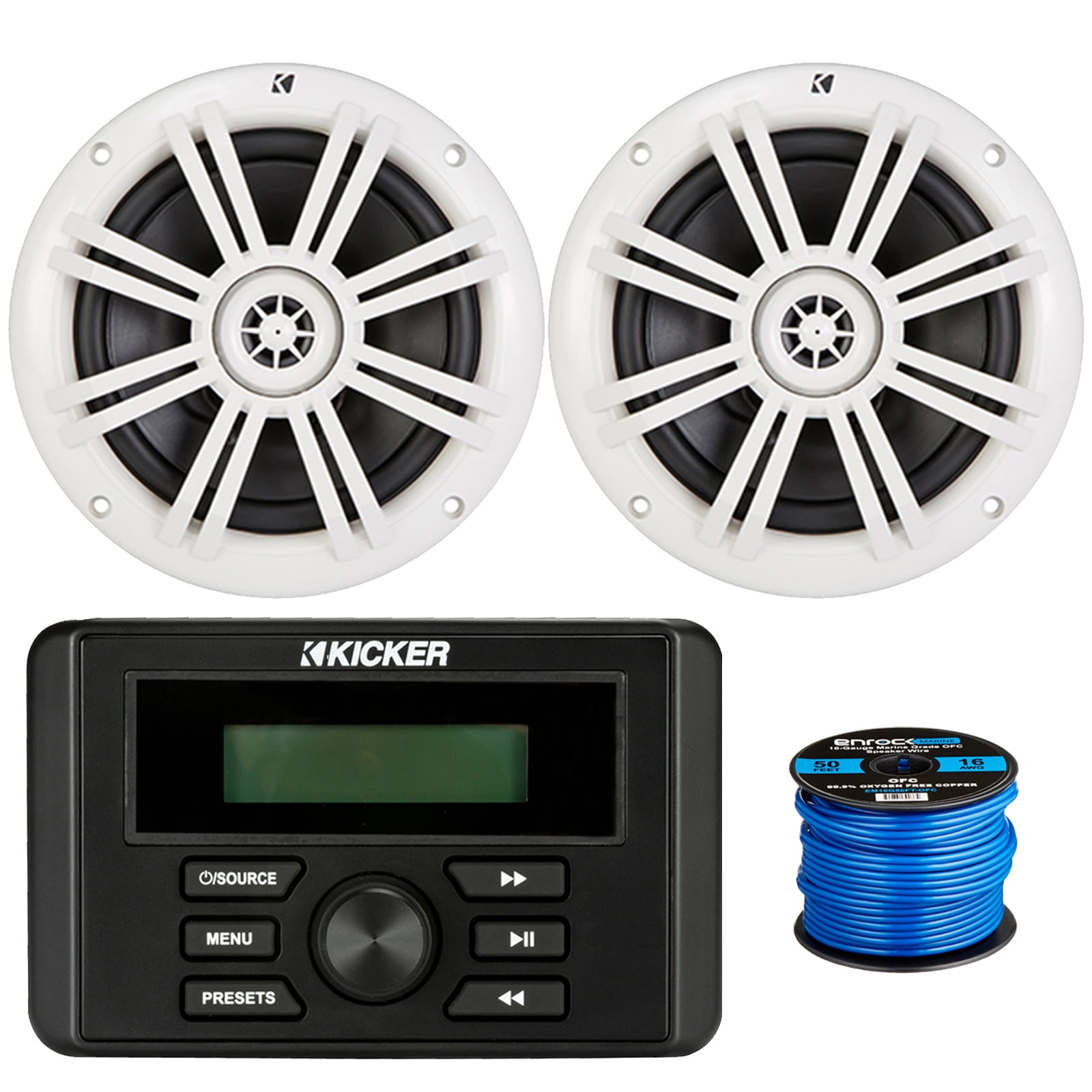 Kicker Marine Radio: Weather-Resistant Bluetooth, AM/FM, USB, 6.5