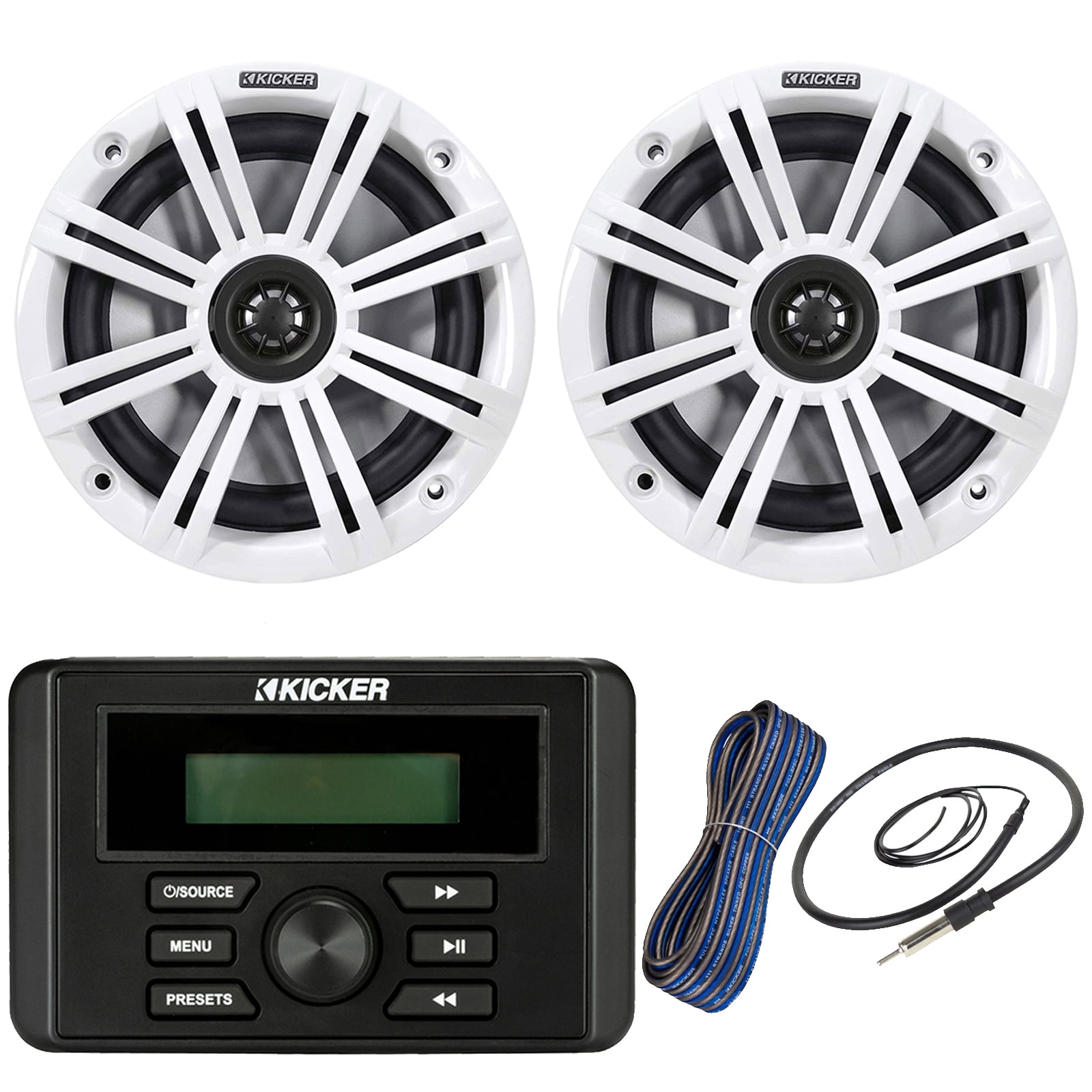 Kicker Weather-Resistant Marine Bluetooth USB RCA Stereo Receiver ...