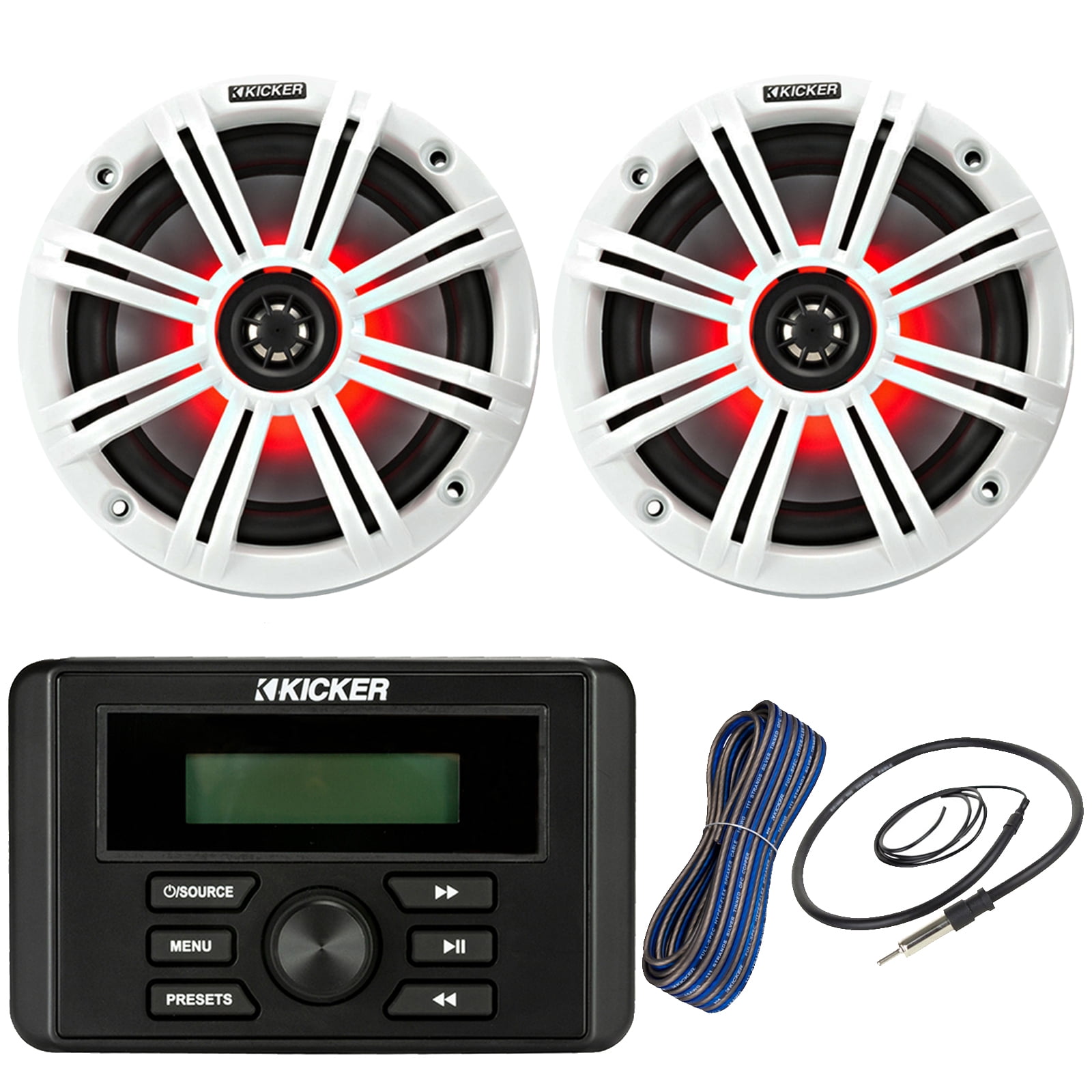 Kicker Weather-Resistant Marine Bluetooth USB RCA Stereo Receiver ...