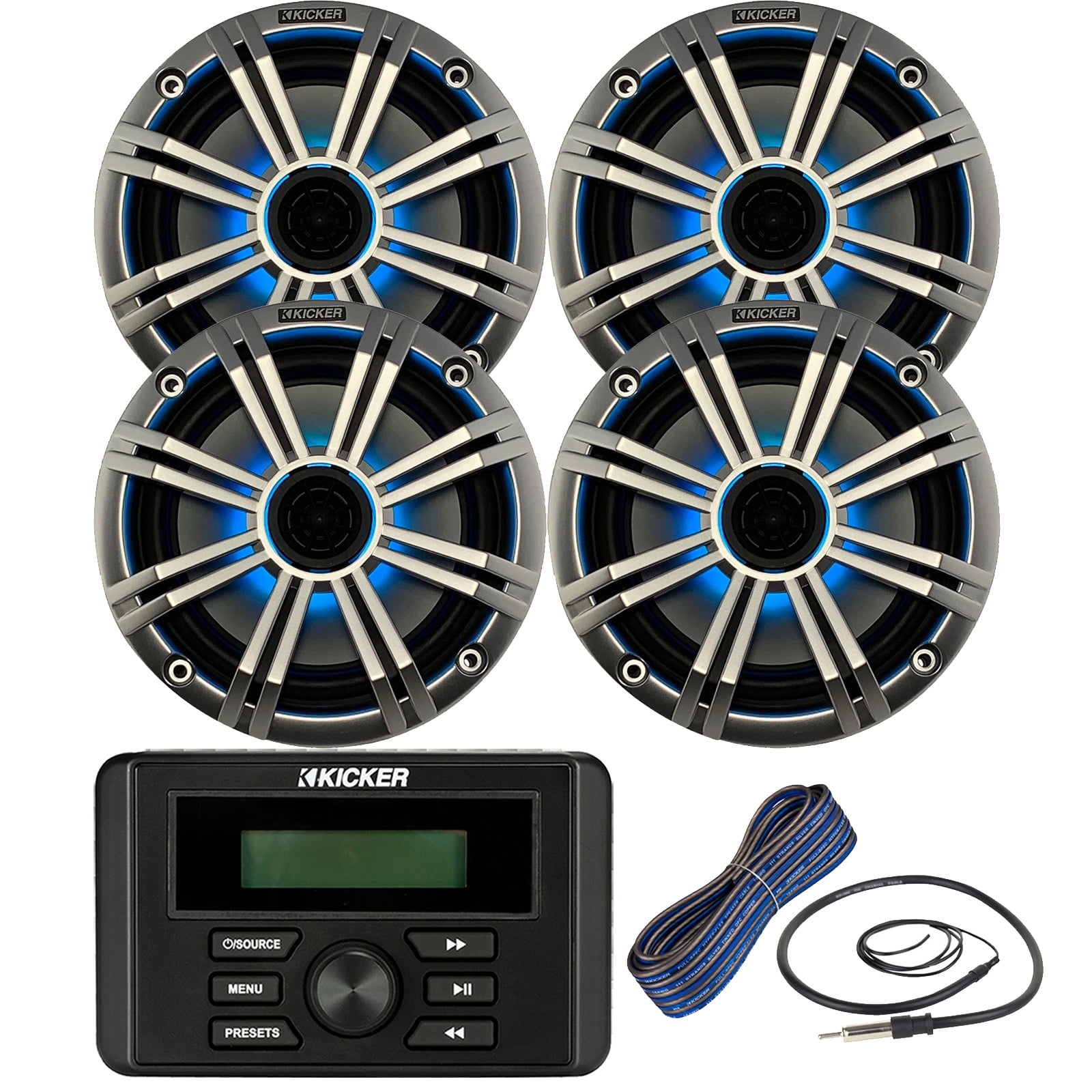 Kicker Weather-Resistant Marine Bluetooth USB RCA Stereo Receiver ...