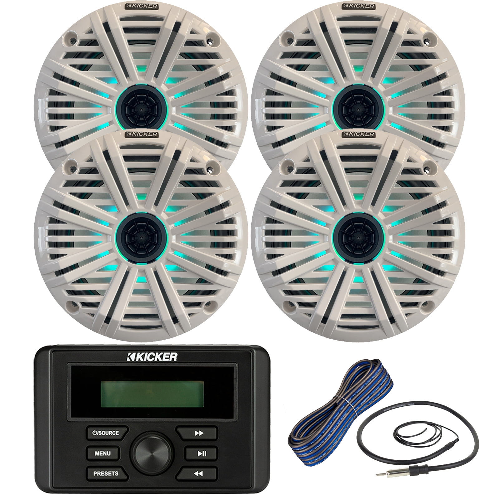 Kicker Weather-Resistant Marine Bluetooth USB RCA Stereo Receiver ...