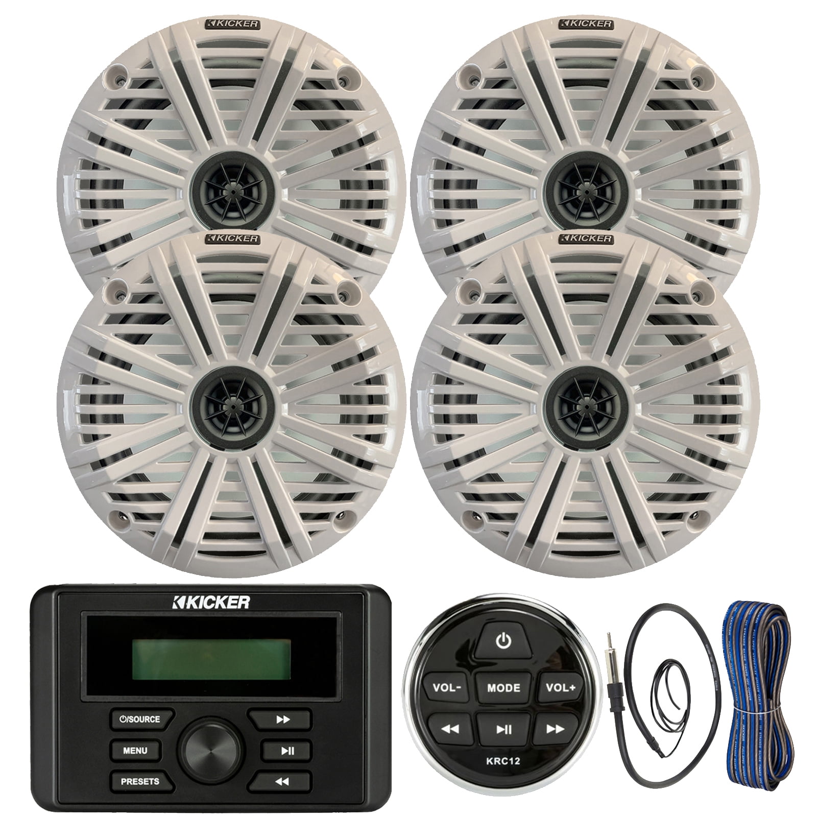 Kicker Weather-Resistant Marine Bluetooth USB RCA Stereo Receiver w ...