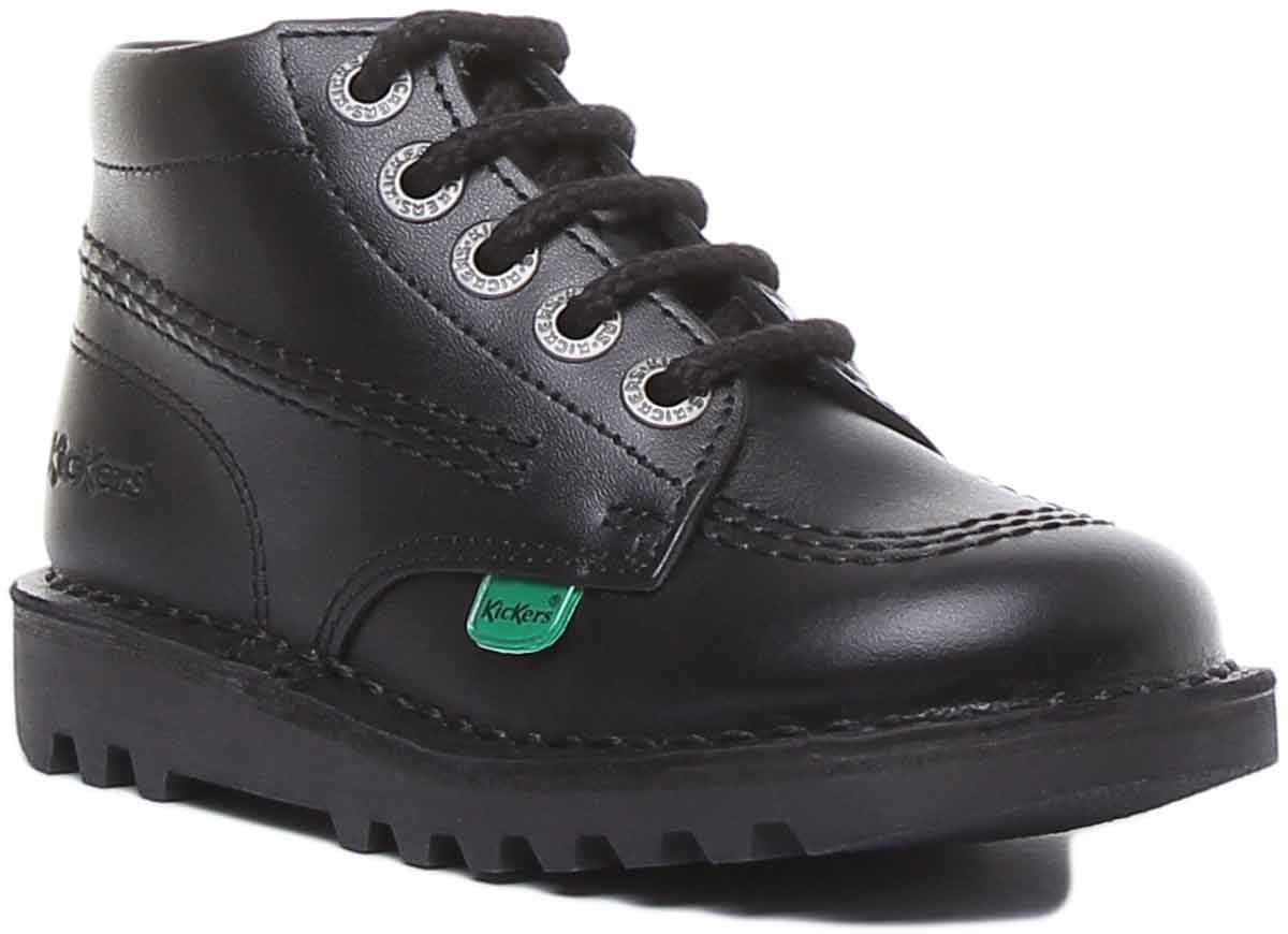 Kickers Kick Hi Youth Lace-Up Zip Ankle Boots, Size 3.5, Black ...