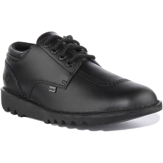 Kickers Kick Lo Padded Unisex Lace Up Leather Shoes In Black Size 10M ...