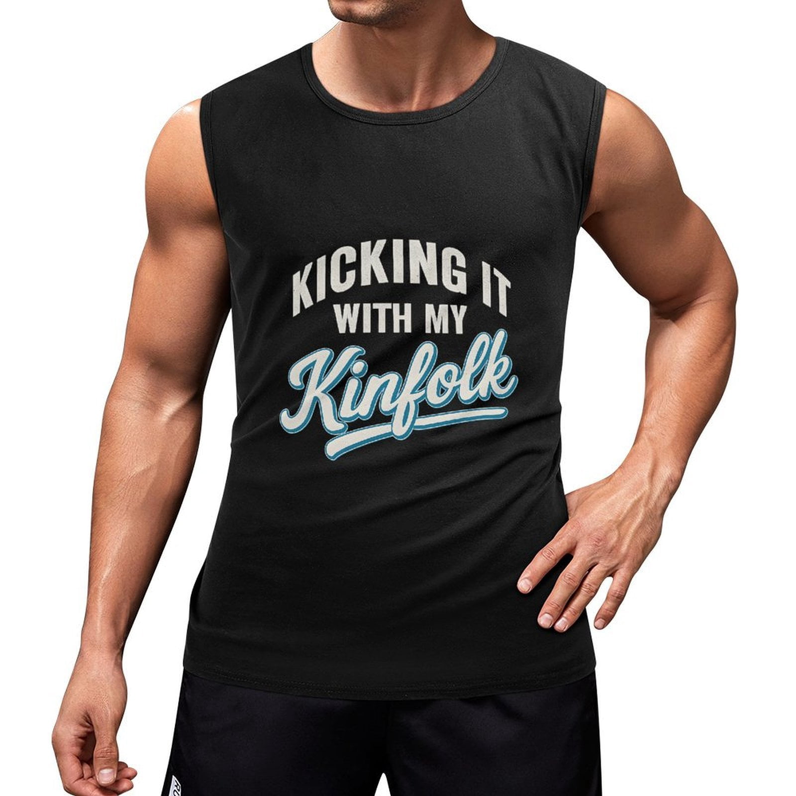 Kicking It With My Kinfolk Men's Cotton Sleeveless Tank Top Workout Gym ...