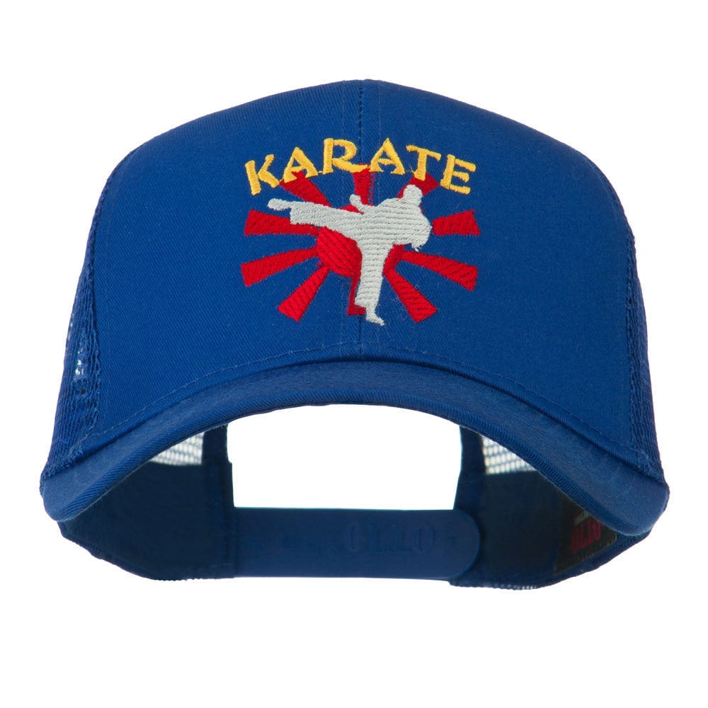 Kicking Karate Man Embroidered Trucker Cap - Royal OSFM - Walmart.com