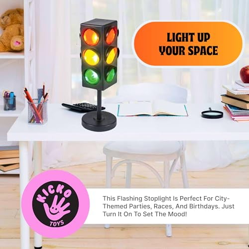 Kicko 11-Inch Traffic Lights Lamp with Base - 4-Mode Color Changing ...