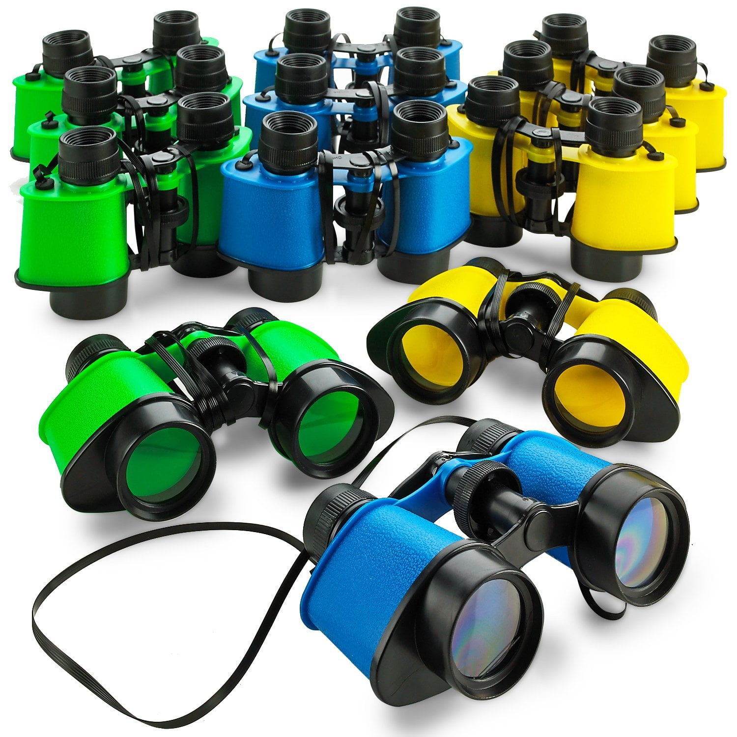 Kicko 12 Pack Safari Toy Binoculars 3.5"x5" for Kids with Neck String ...