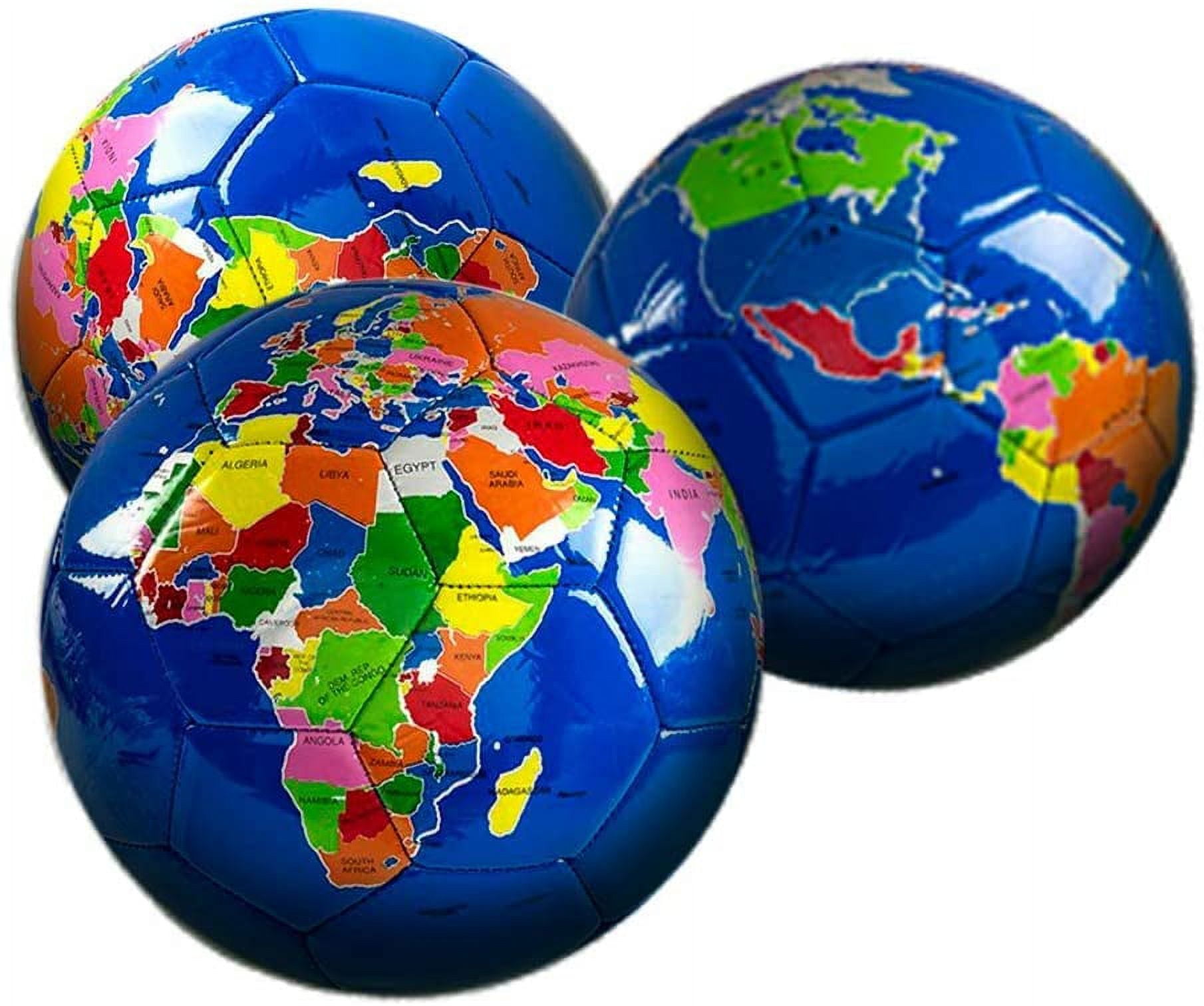Kicko Globe Soccer Ball - Pack of 3 9 Inch Ball with World Earth Design ...