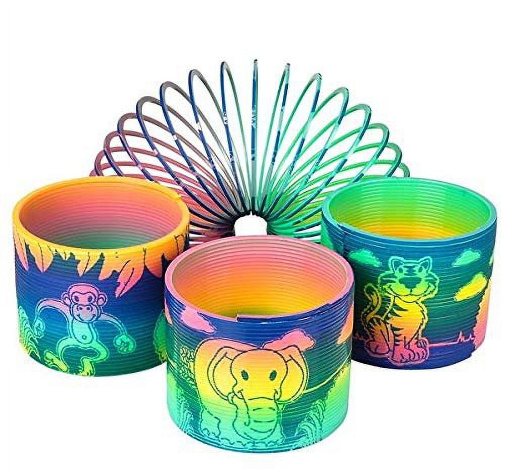 Kicko Plastic Animal Print Spring - Set of 12 - 3 Zoo Animals Design ...