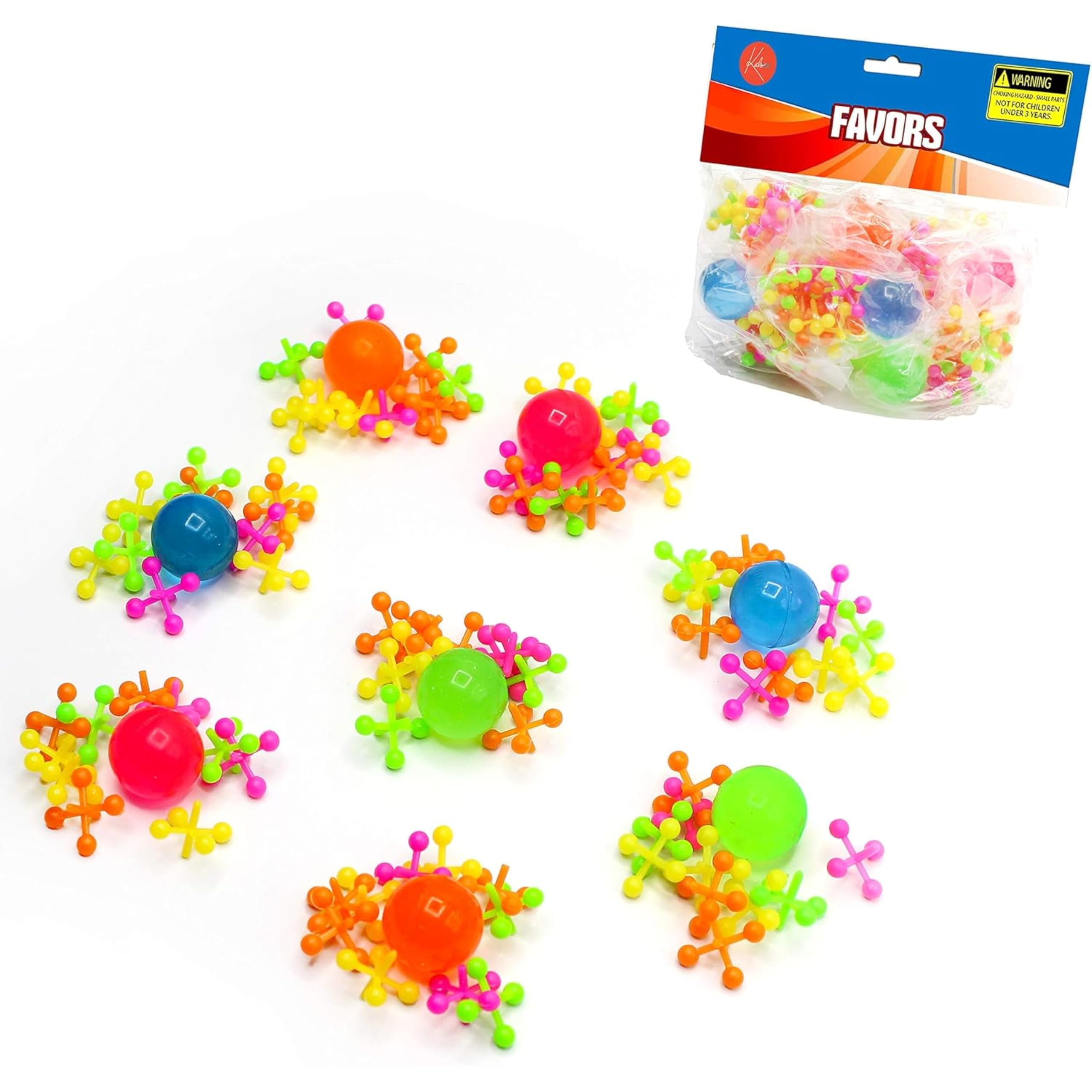 Kicko Plastic Jacks Game Set - Assorted Neon Colors - Pack of 16 for ...