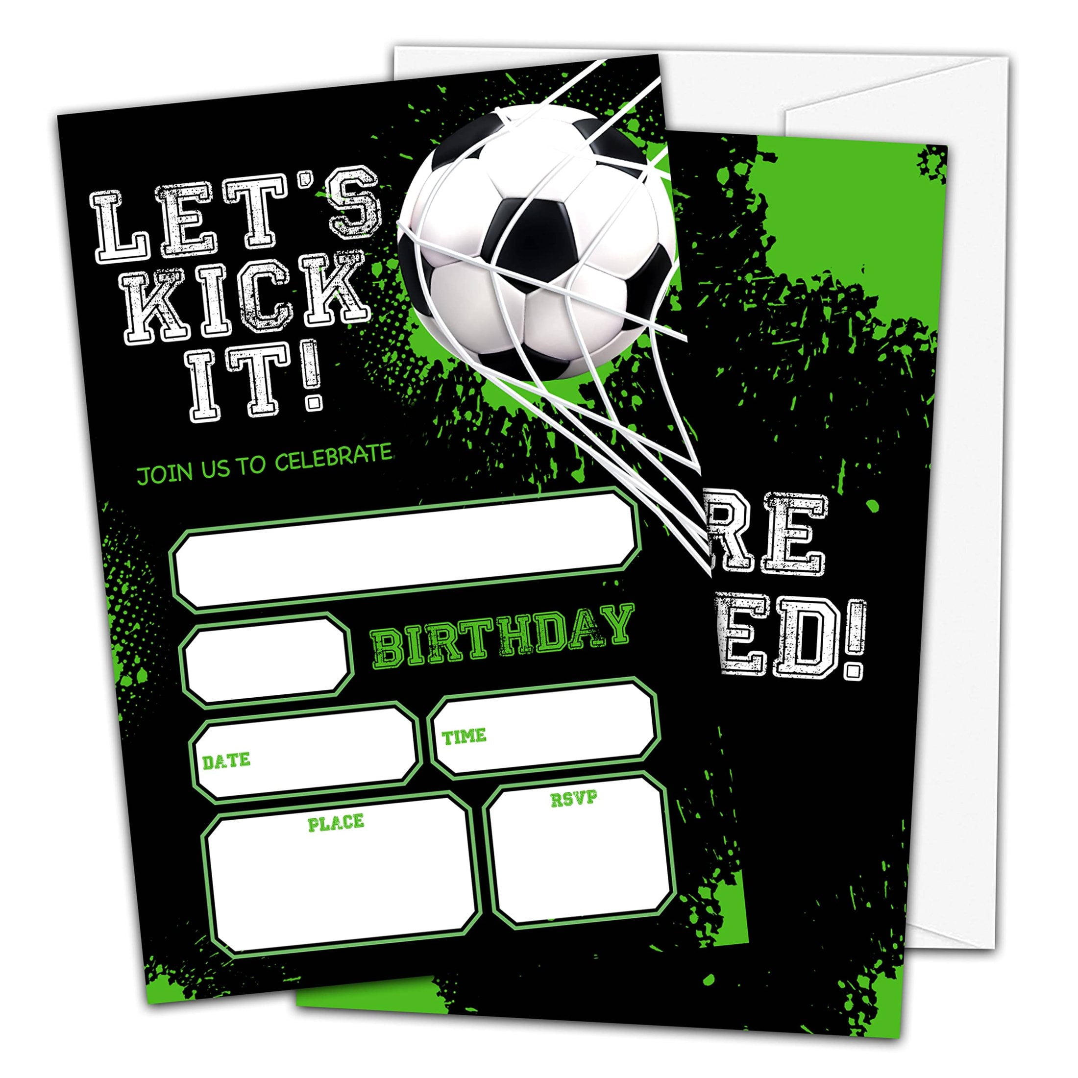 Kickoff Celebration Soccer Invitations for Kids - Fun Fill-In Birthday ...