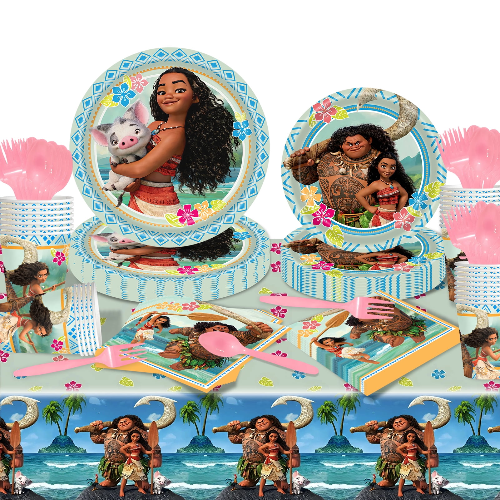 Kicpot 121 Pcs Moana Birthday Plates and Napkins Party Supplies, Moana ...