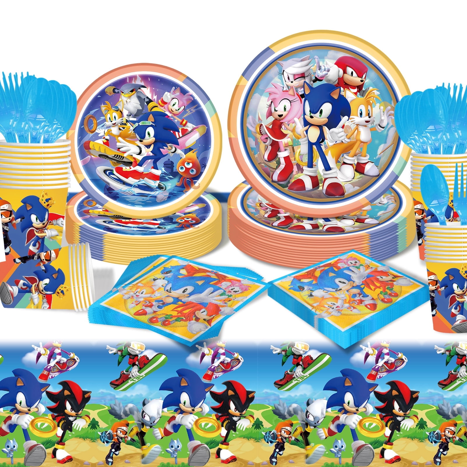 Kicpot 121 Pcs Sonic Birthday Plates and Napkins Party Supplies, Sonic ...