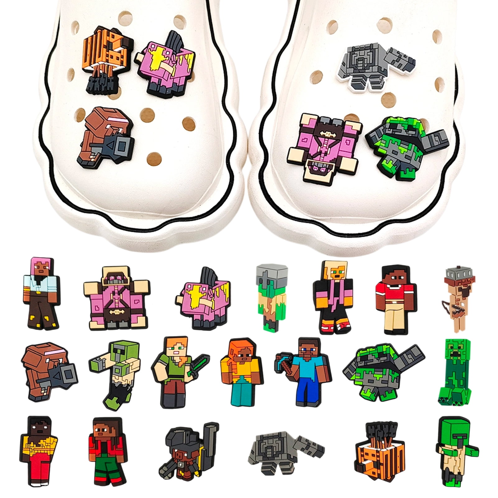 Kicpot 20 Pcs Minecraft Shoe Charms for Girls Boys, Minecraft Croc ...