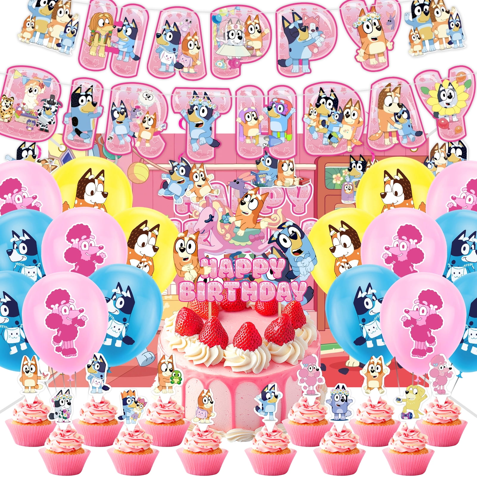 Kicpot 39Pcs Bluey Birthday Party Supplies and Decorations, Bluey ...