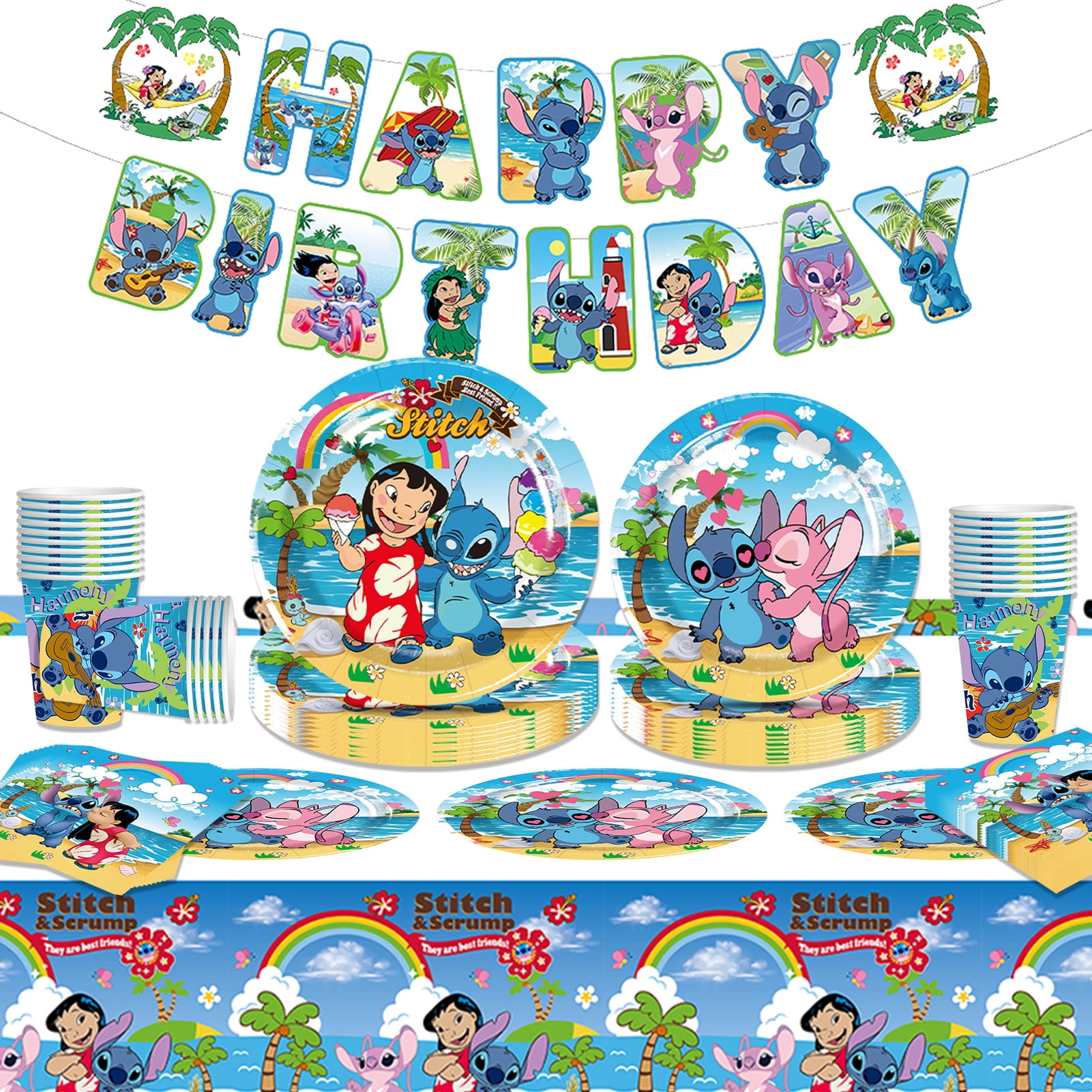 Kicpot 70 Pcs Stitch Birthday Party Supplies, Stitch Party Tableware ...