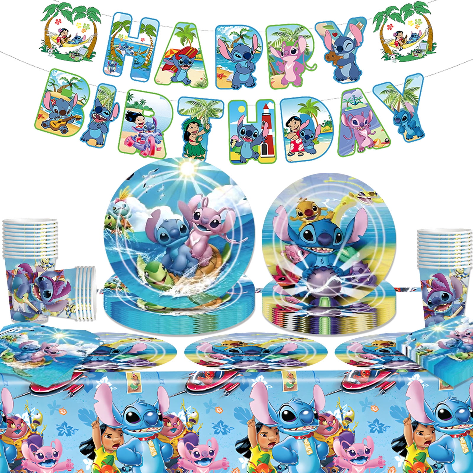 Kicpot 82 Pcs Stitch Birthday Party Supplies, Stitch Party Tableware ...