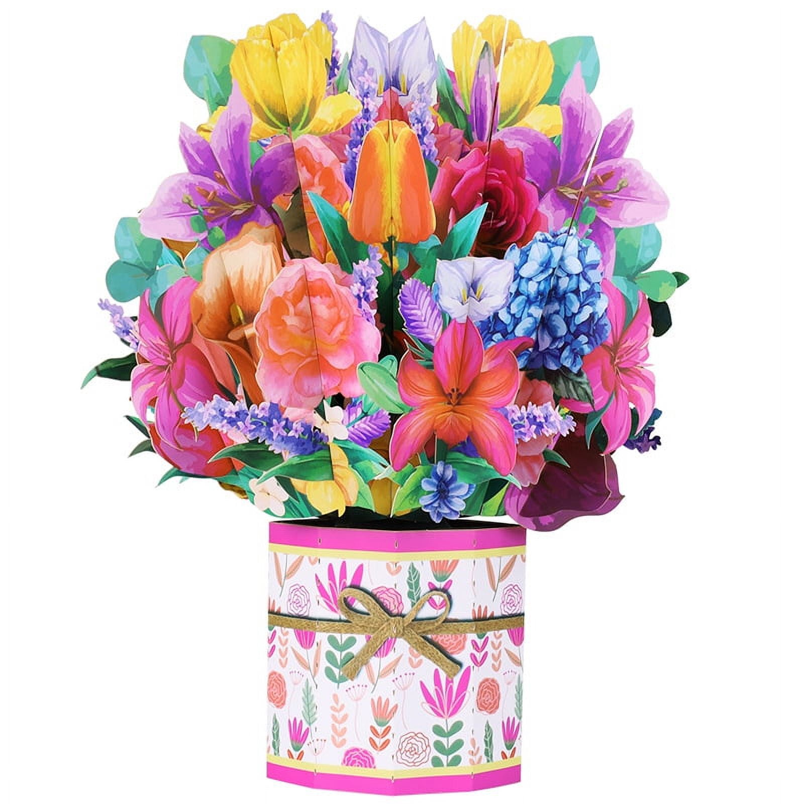 Kicpot Paper Pop Up Cards, Paper Flower Bouquet 3D Popup Greeting Cards ...