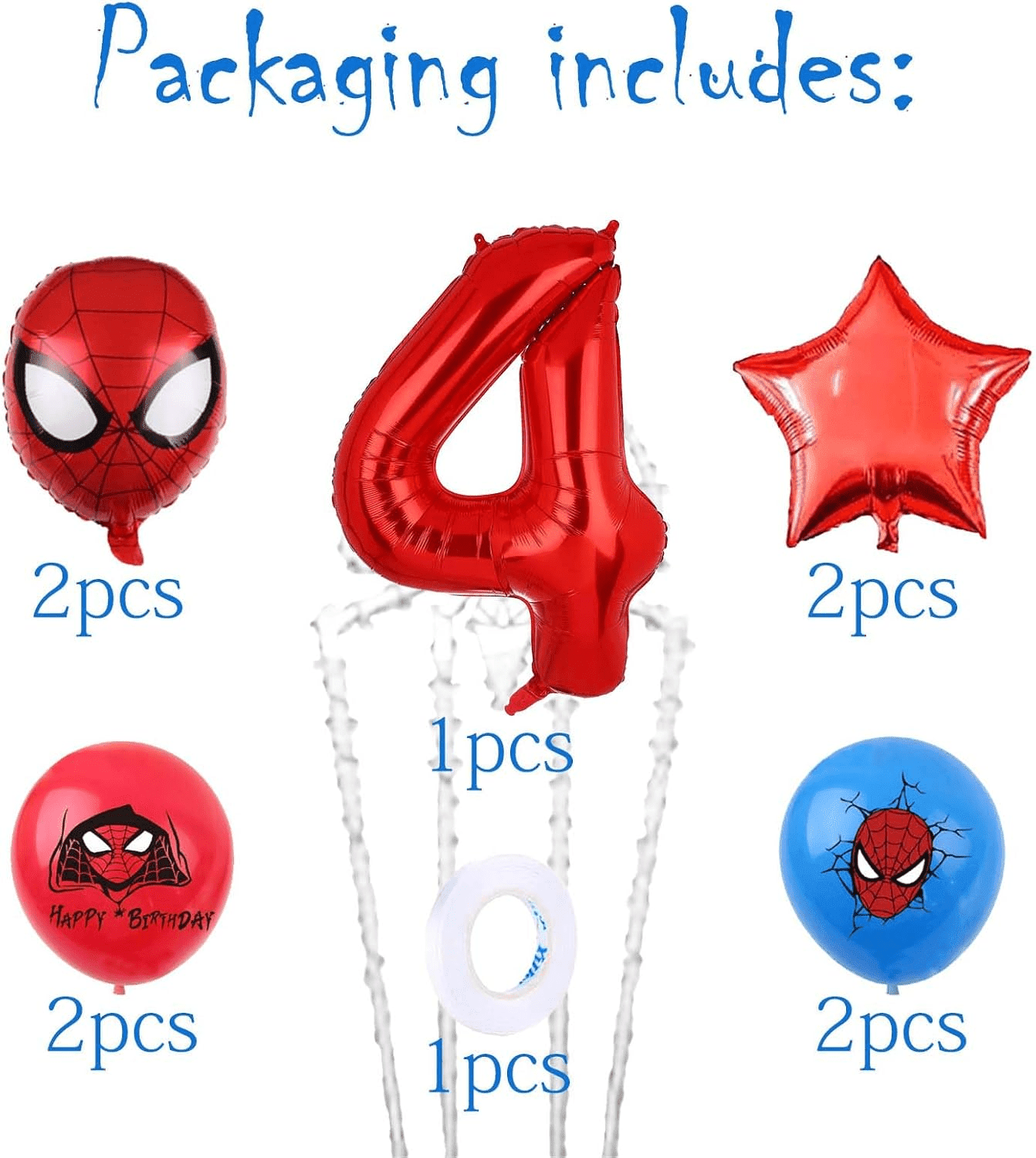 Kicpot Spider Theme 4rd Birthday Decorations，Spider Theme Balloon Kit ...