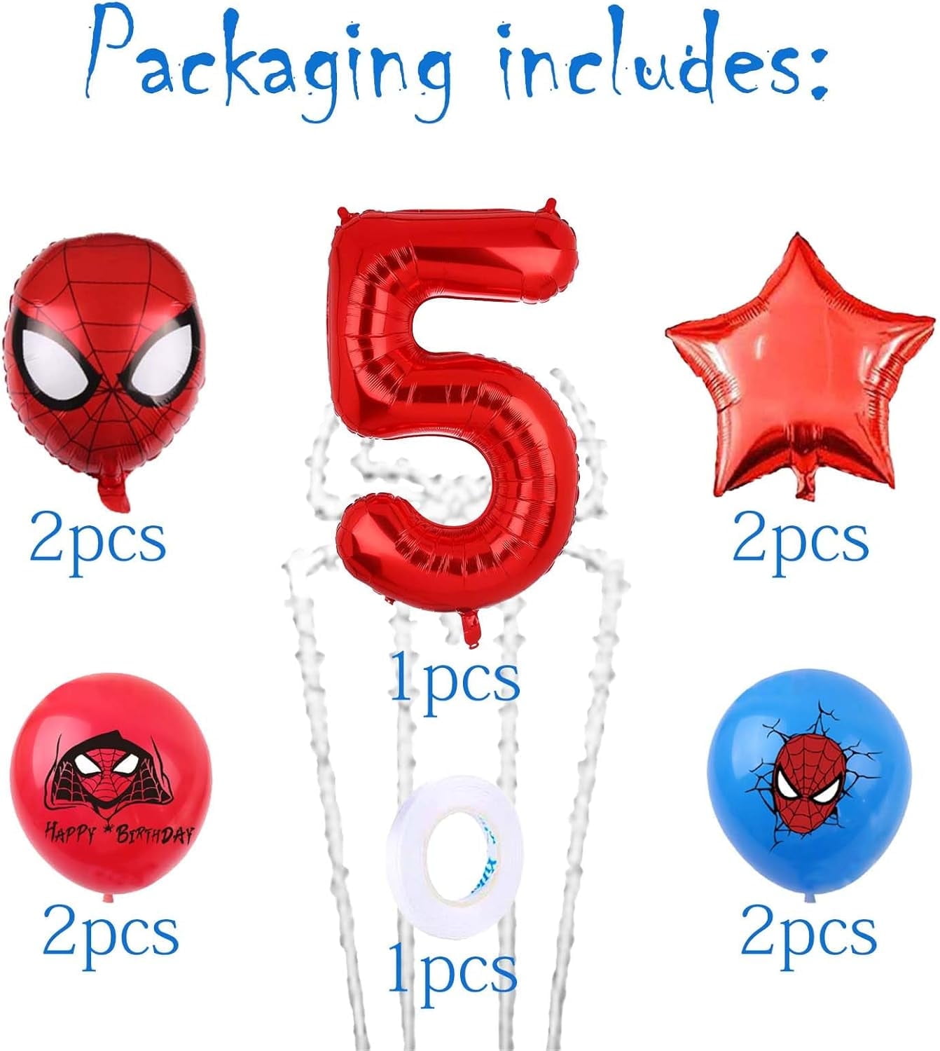 Kicpot Spider Theme 5rd Birthday Decorations，Spider Theme Balloon Kit ...