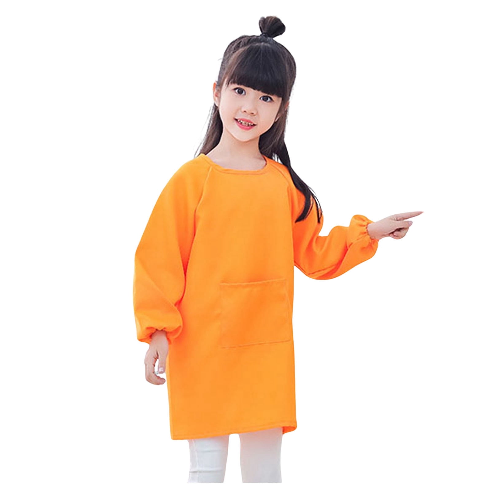 Kid Art Smock Solid Color With Pocket Apron For Children Printed Artist ...