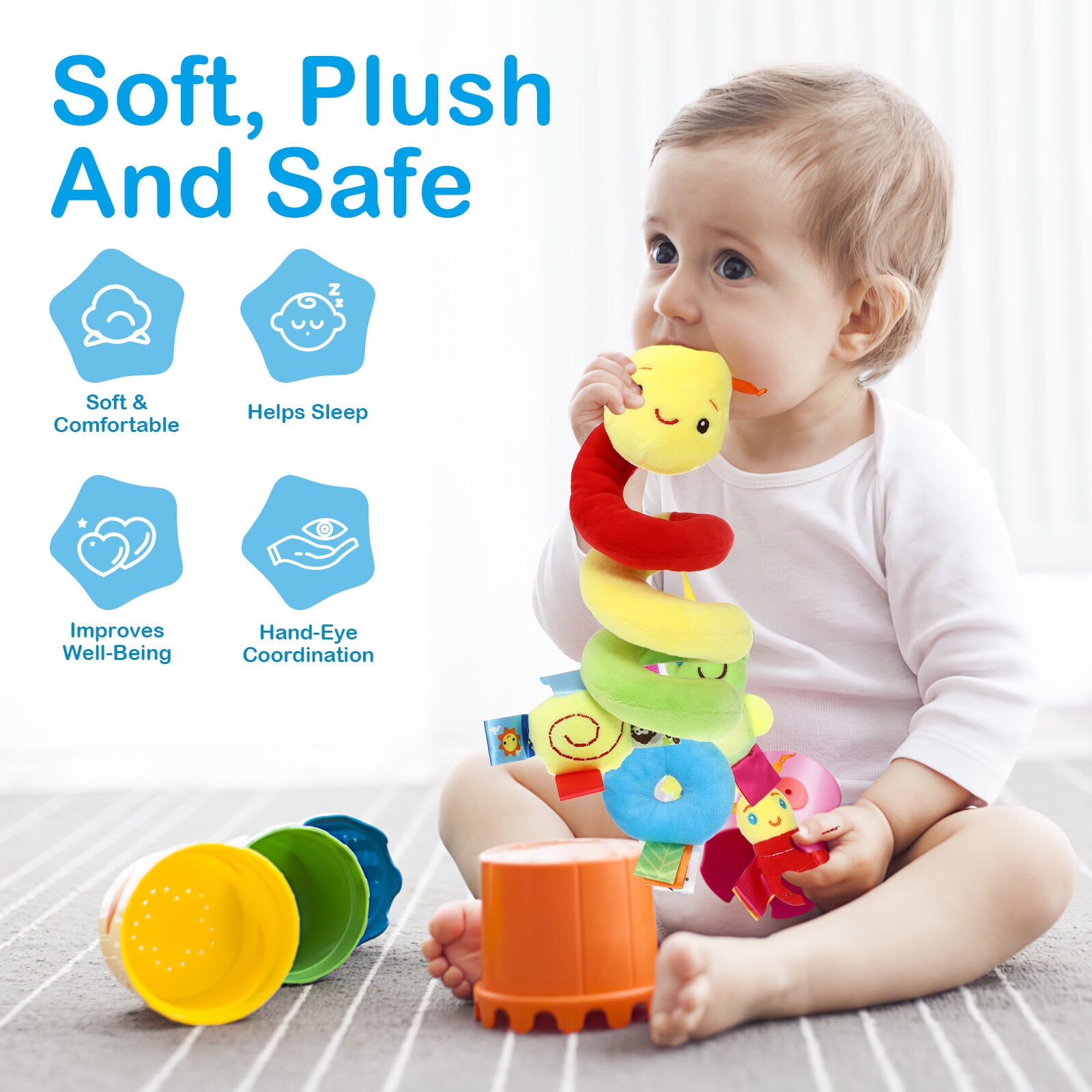 Kid Cot Pram Hanging Rattles Spiral Stroller&Car Seat Toy with Ringing ...