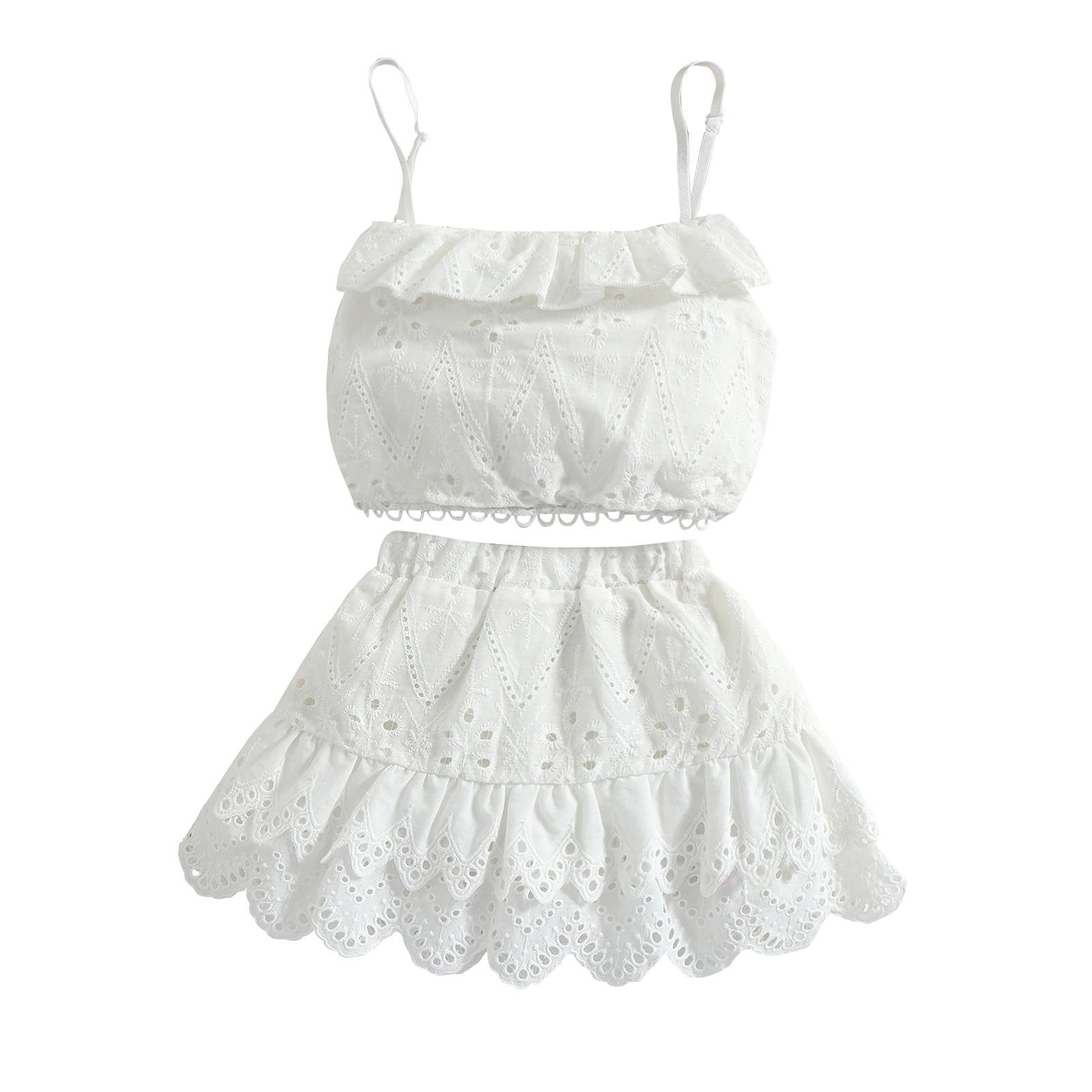 Kid Baby Girlacute;s Summer Clothes Set, Sleeveless Lace Ruffled ...