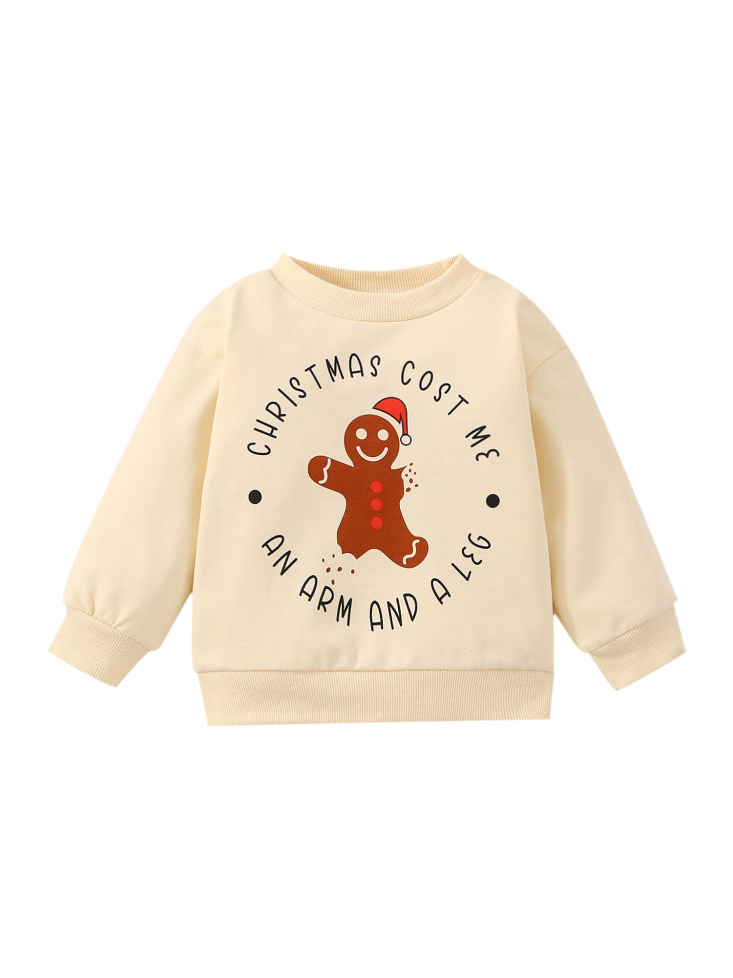 Kid Baby Spring Autumn Pullover Long-Sleeved O-Neck Letter Gingerbread ...