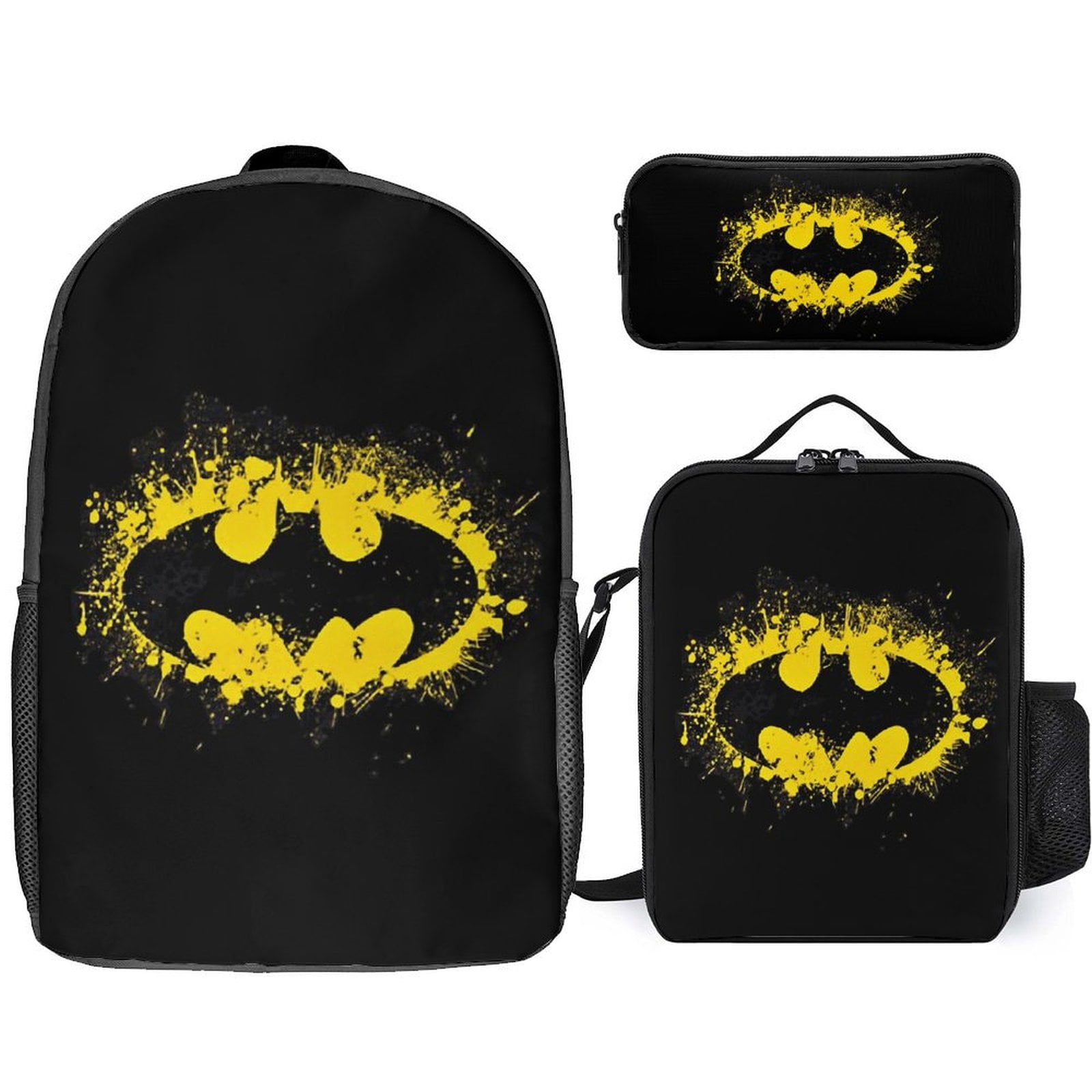 Batman 3 Piece Backpack Set With Lunch Box And Pencilcase Casual Bookba ...
