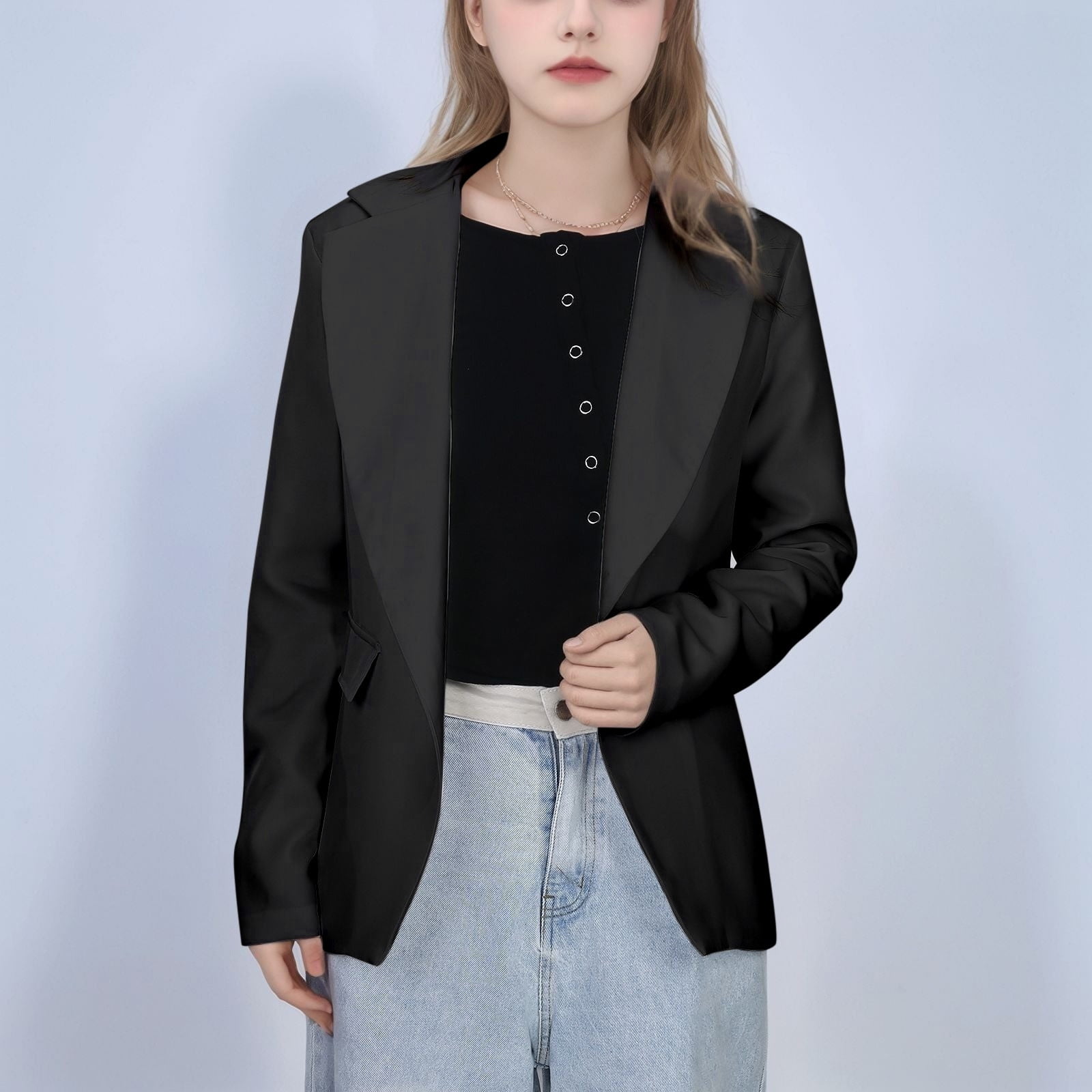 Kid Blazer for Girls Long Sleeve Shawl Collar Open Front Formal Pink ...