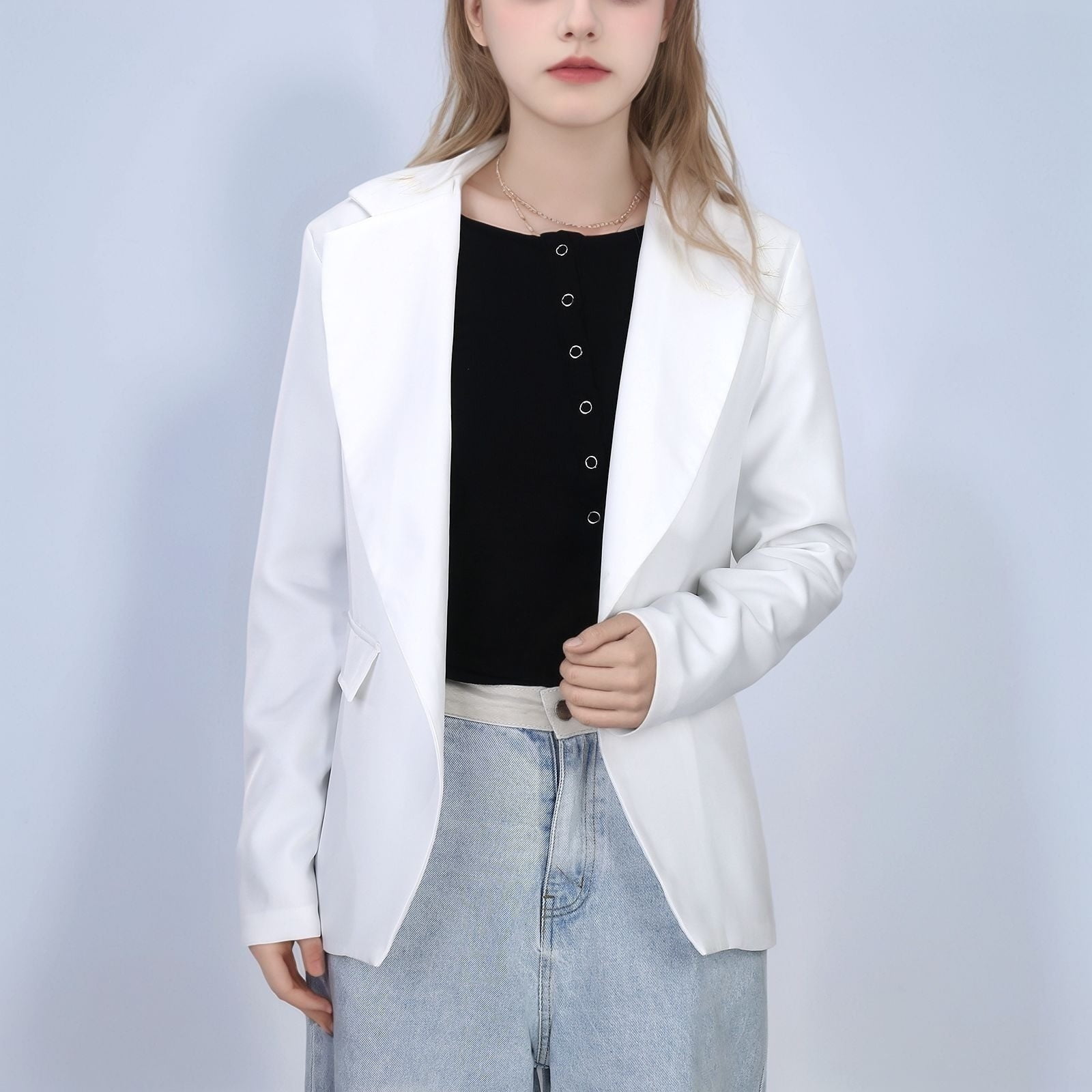 Kid Blazer for Girls Long Sleeve Lapel Suit Open Front Girls White ...
