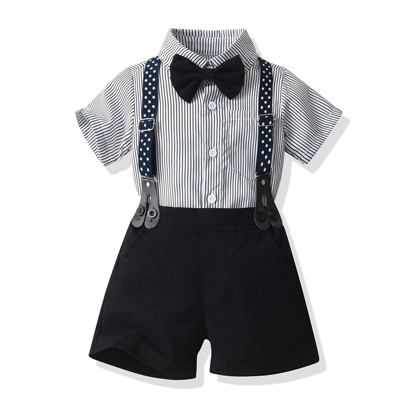 Kid Boy Clothes Suit Collared Dress Shirt Suspenders Pants Easter ...