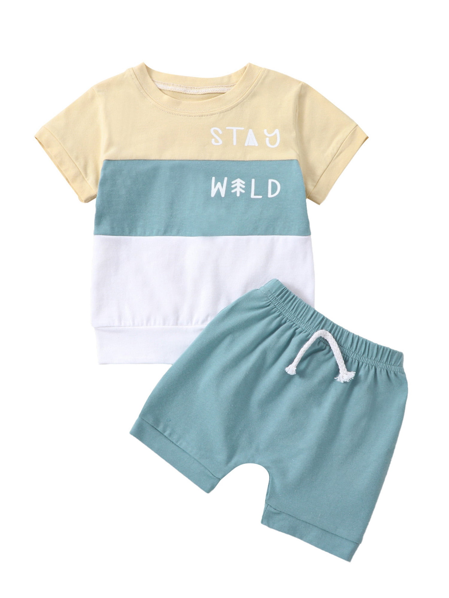 Kid Boy Girl Clothes Suit, Short Sleeve Round Neck Letters Tops ...