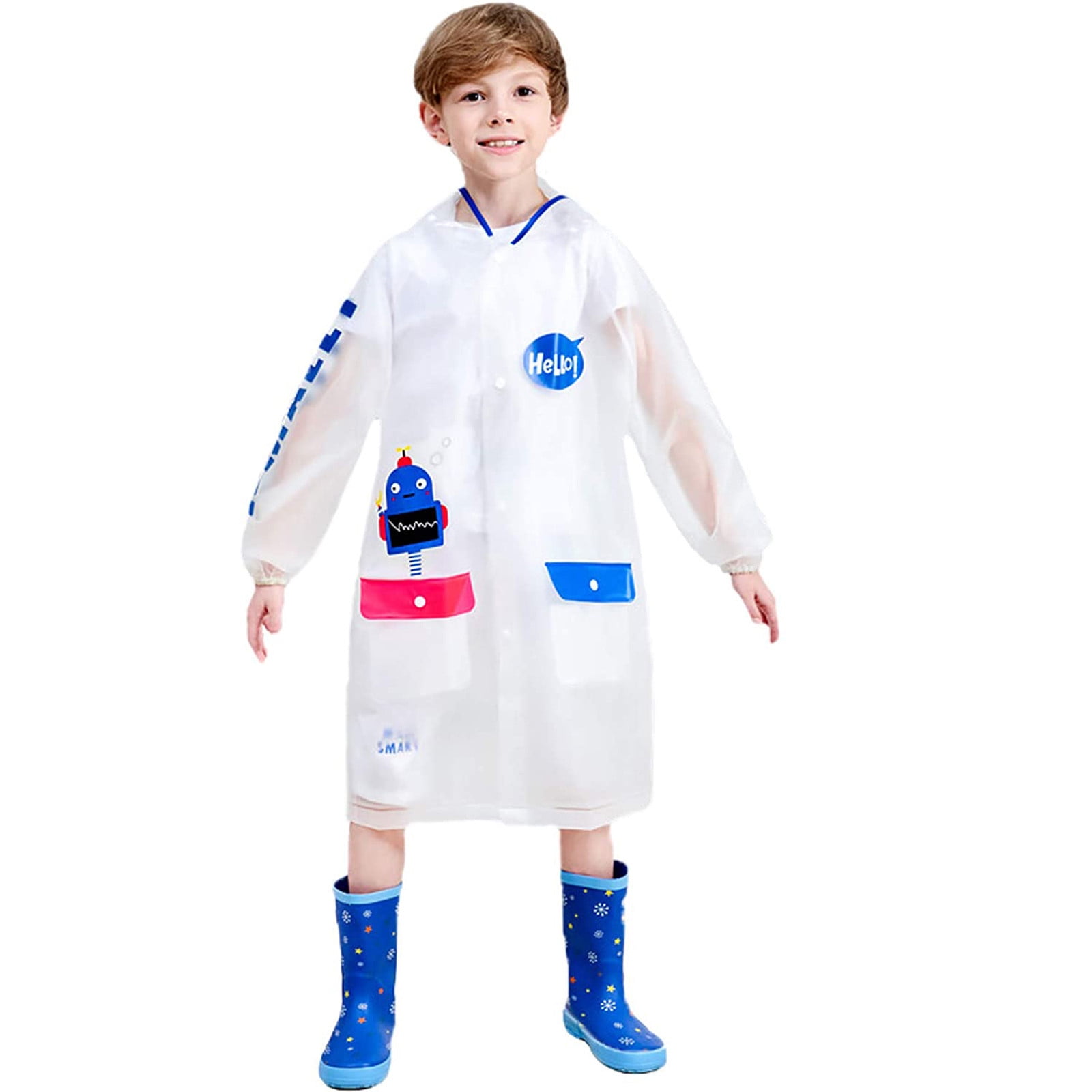 Kid Boy Girl Hooded Rain Ponchos Boys Windbreaker Waterproof ...