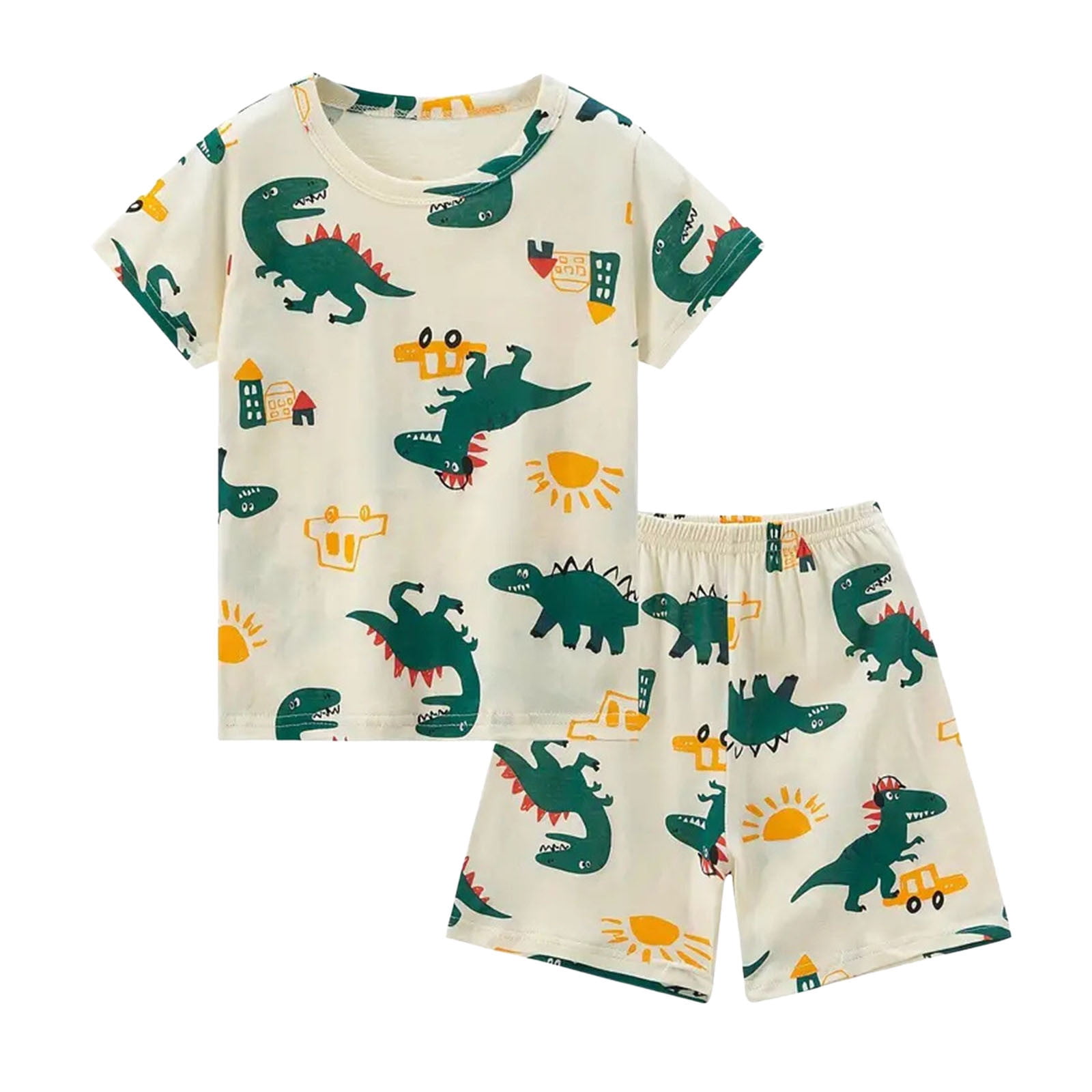 Kid Boy's Suits Kid Summer Outfits Set Short Sleeve Cartoon Dinosaur ...