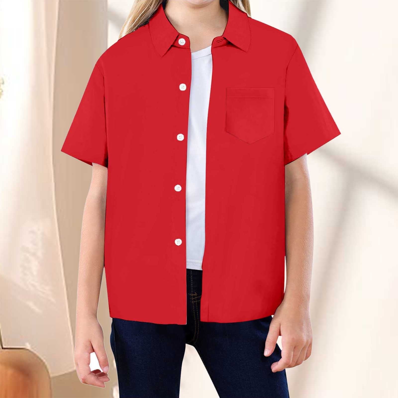 Kid Boys Button Down Shirts Boys Formal Shirt Red Button Up Shirt Boys ...
