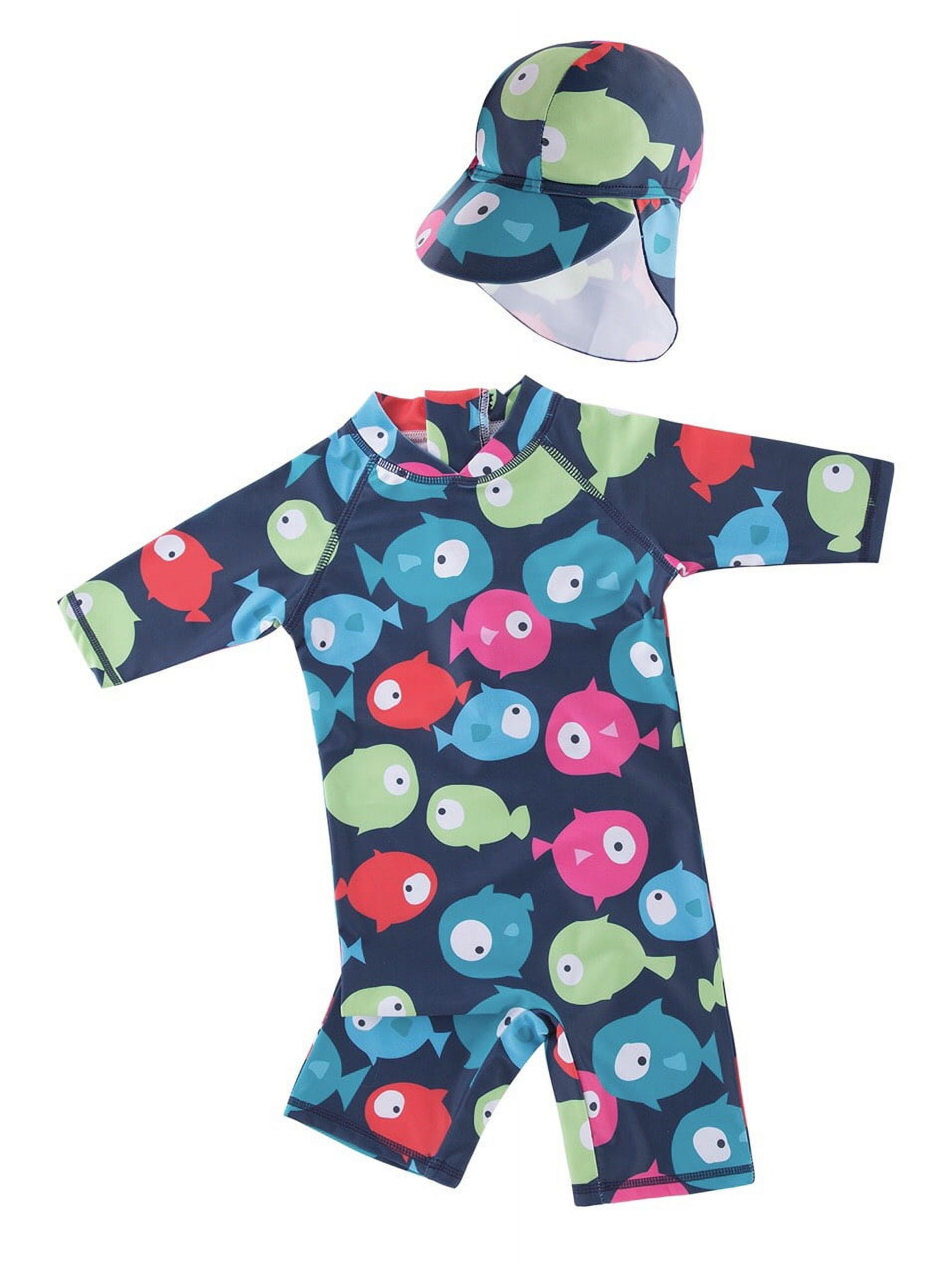 Kid Boys Chic Animals Printed Colorful Fishes One-Piece Rash Guard with ...