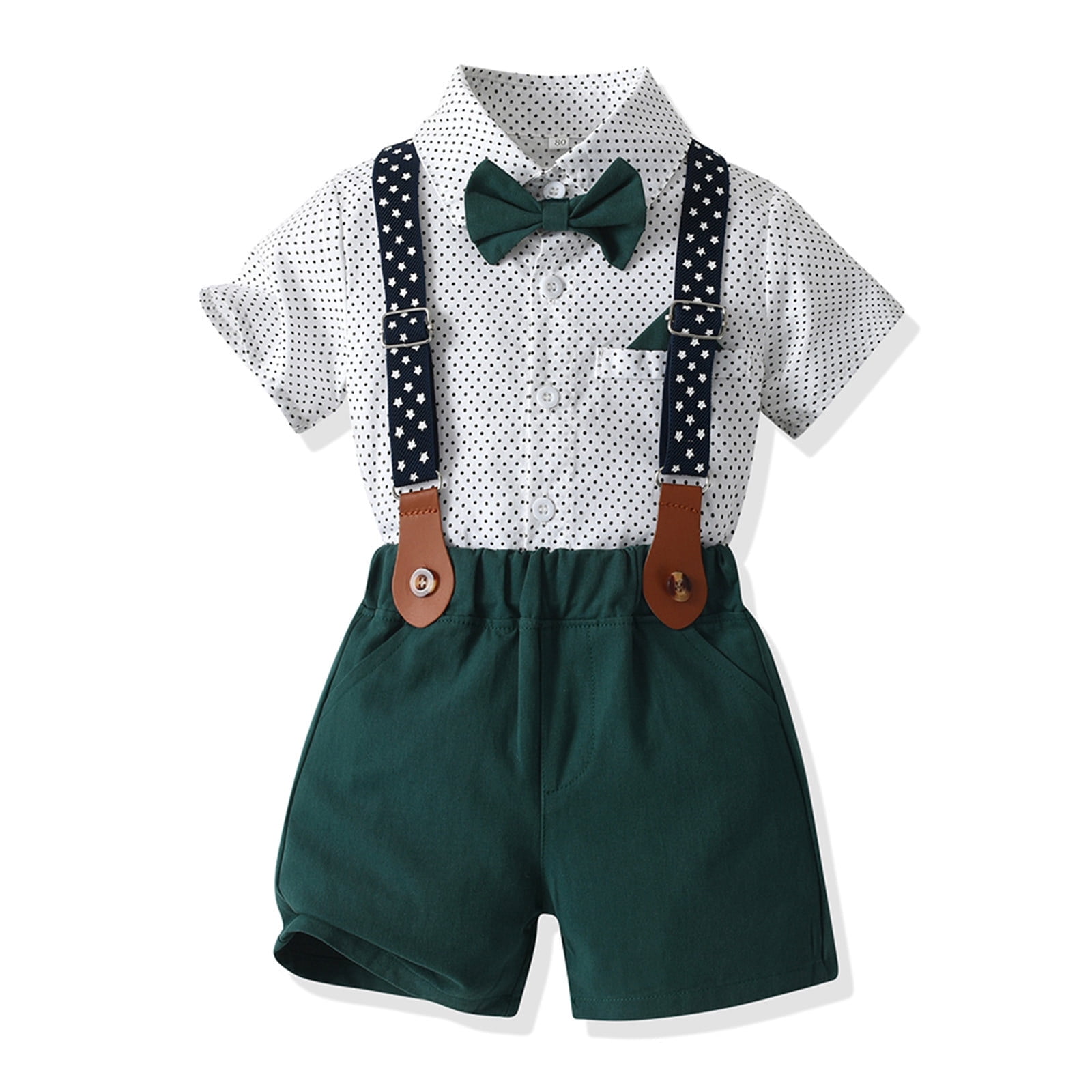 Kid Boys Dress Suit Formal Dress Shirt Suspenders Pants Boy Easter ...