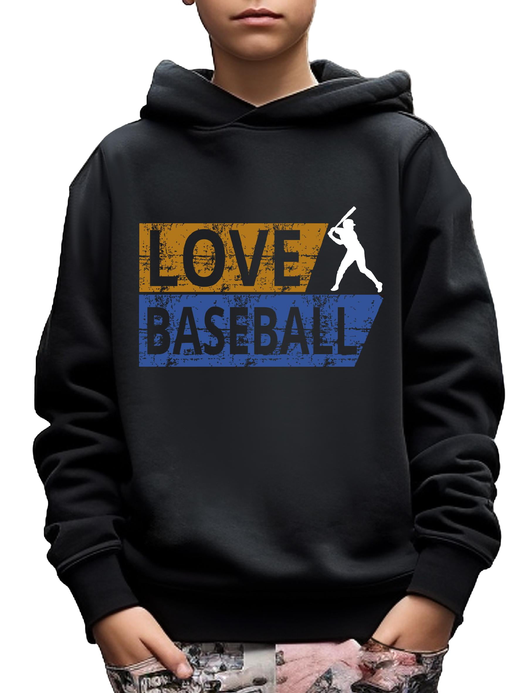 Kid Boys Hoodies LOVE BASEBALL Letter Print Long Sleeve Pullver ...