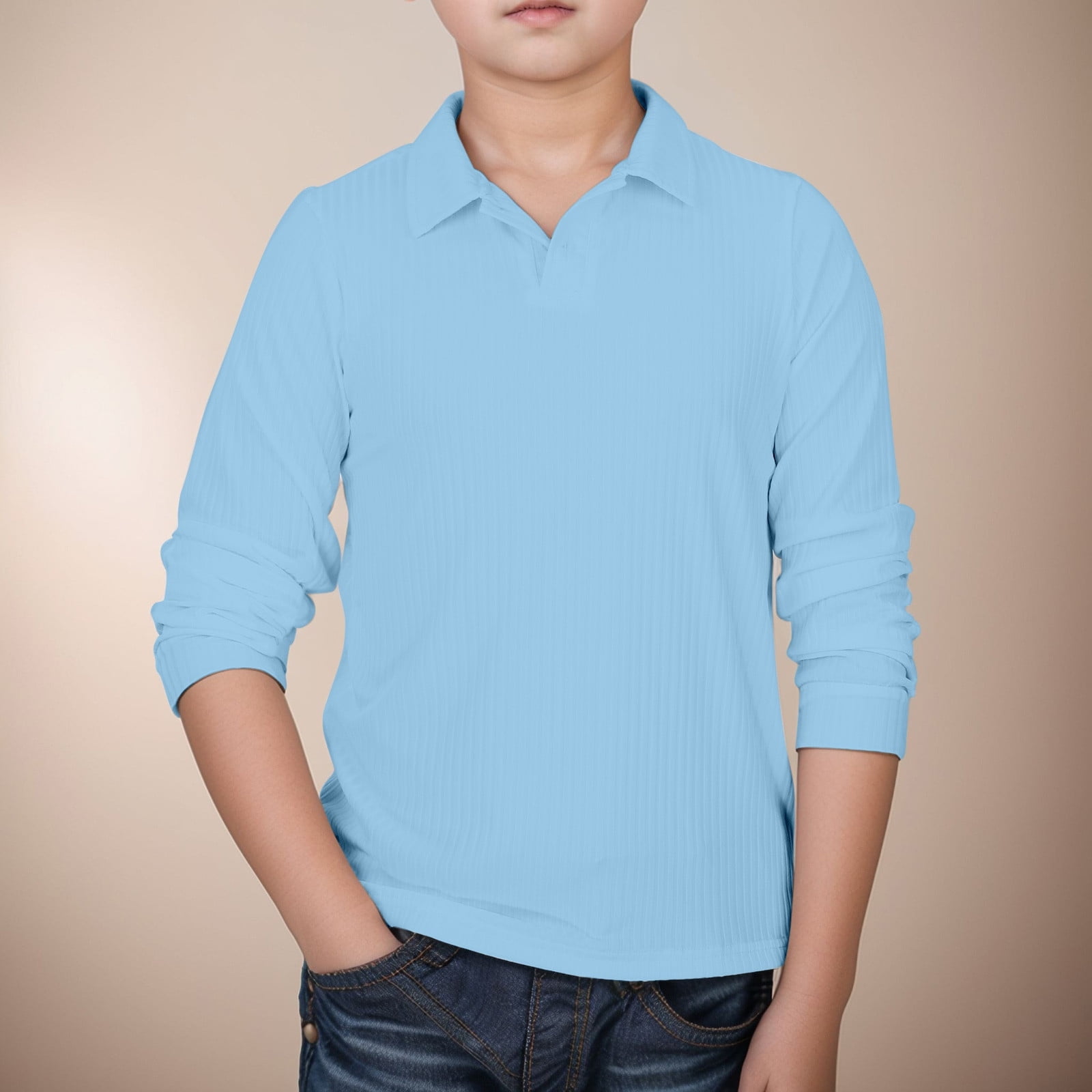 Kid Boys Polo Shirt Light Blue Collar Shirt Tee Tops Clothes Kids Short ...