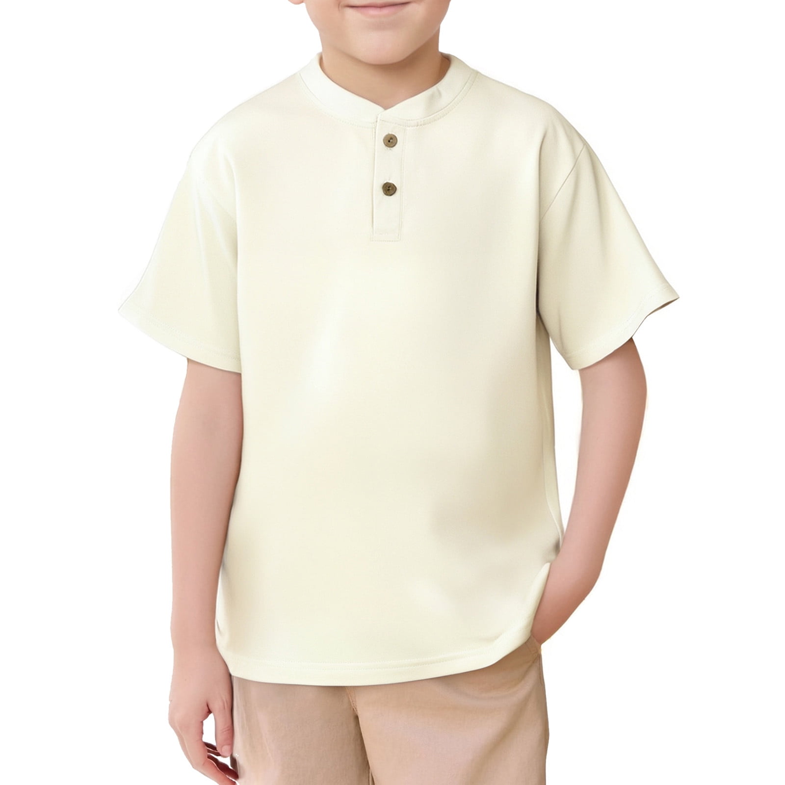 Kid Boys Polo Shirts Beige School Uniform Shirts Rugby Button Down ...