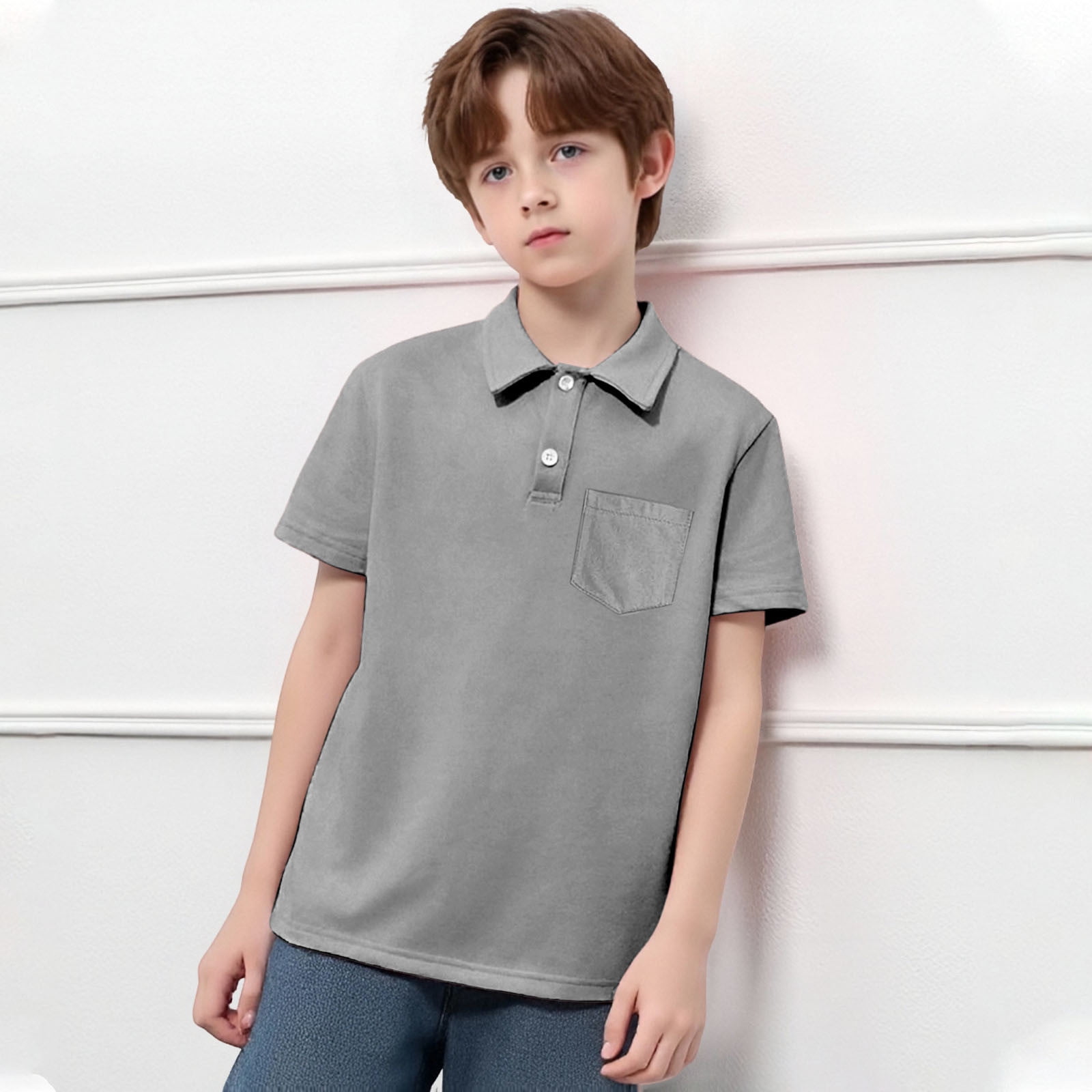 Kid Boys' Polo Shirts Grey Tshirt Boys Kids Collar Shirts Boys with ...