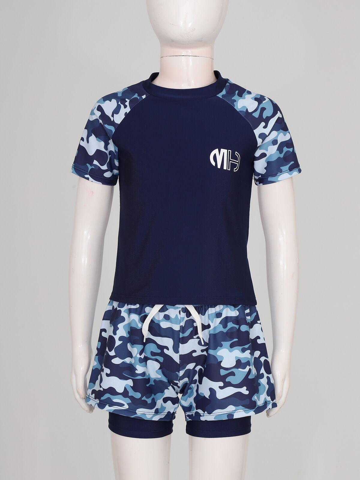 Kid Boys Rash Guard Swimsuit Rash Vest Swim Shirts with Swim Shorts ...