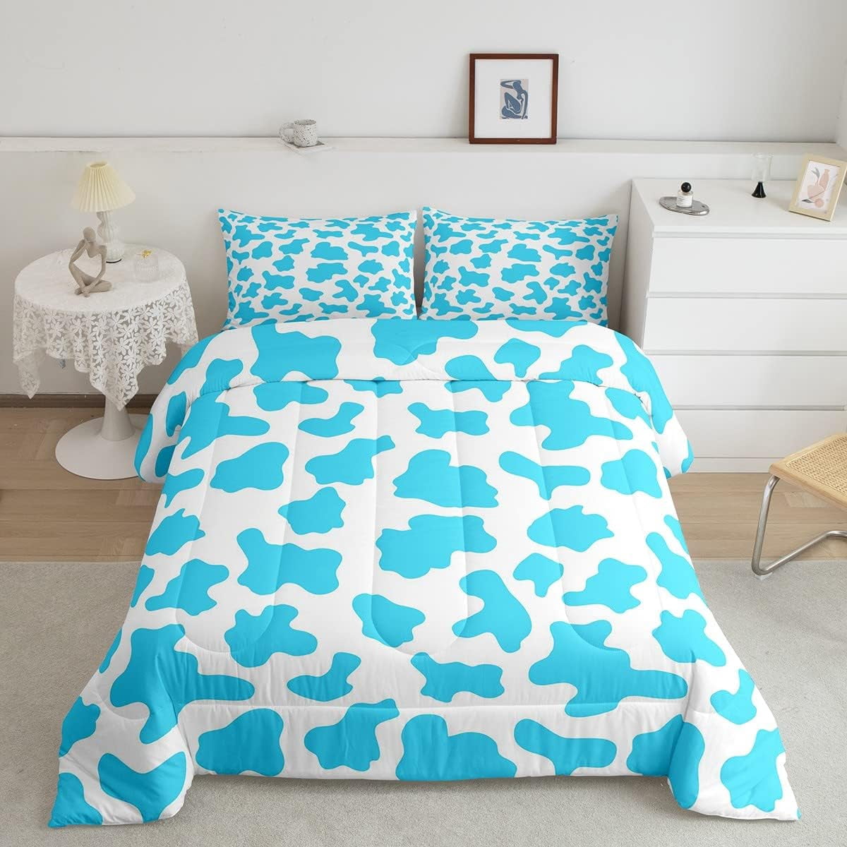 Kid Cartoon Bedding Set Pink Cow Print Duvet Insert Twin,Milk Cow ...