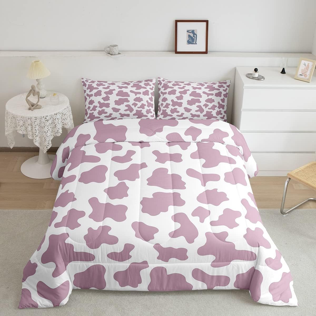 Kid Cartoon Bedding Set Purple Cow Print Duvet Insert Twin,Milk Cow ...