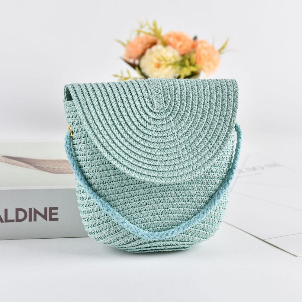 Kid Children Fashion Rattan Woven Shell Shape Handbag Straw Handbag ...