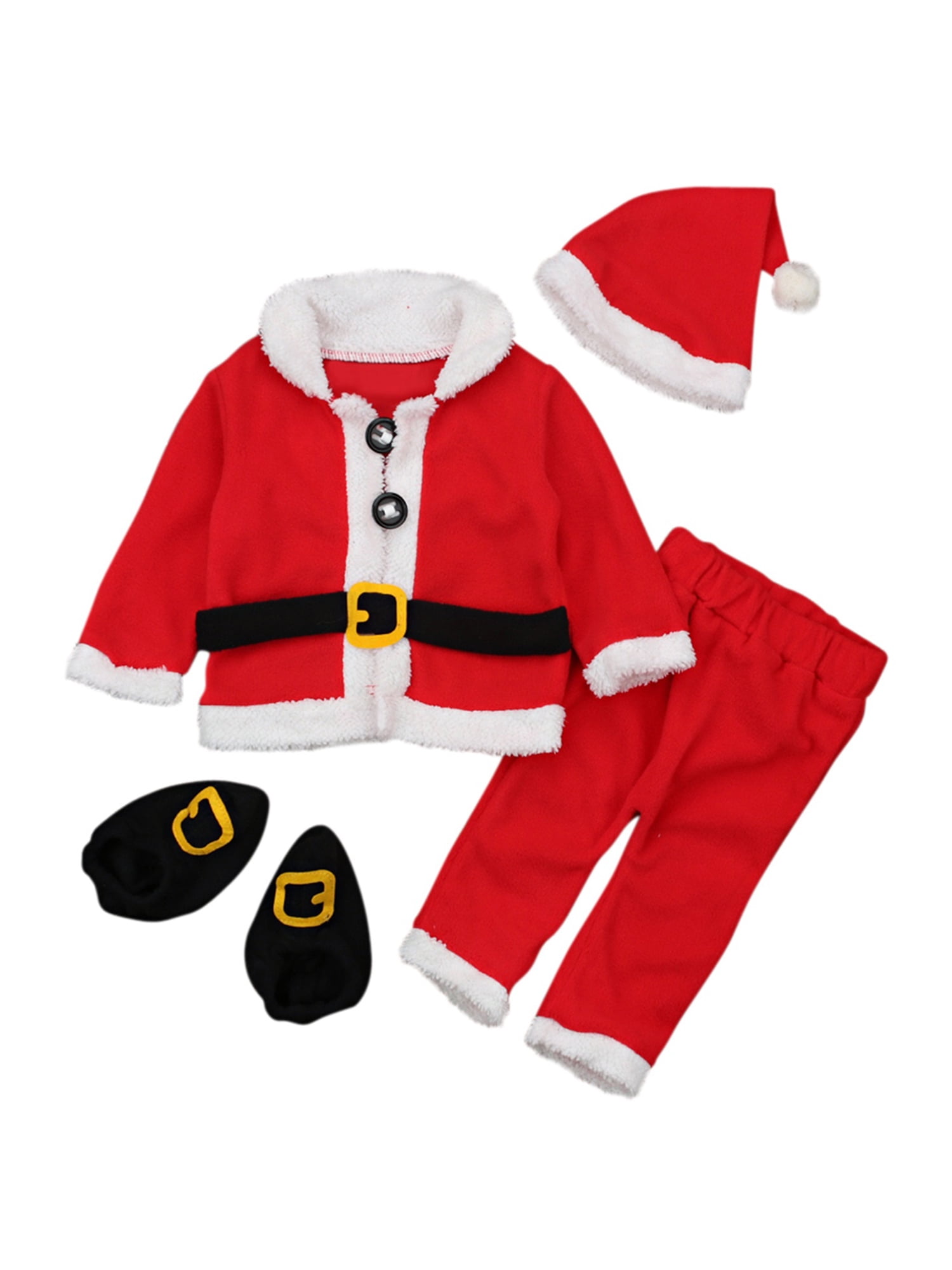 Kid Christmas Costume Santa Coat+ Pants+ Hat+ Boots Cover Suit ...